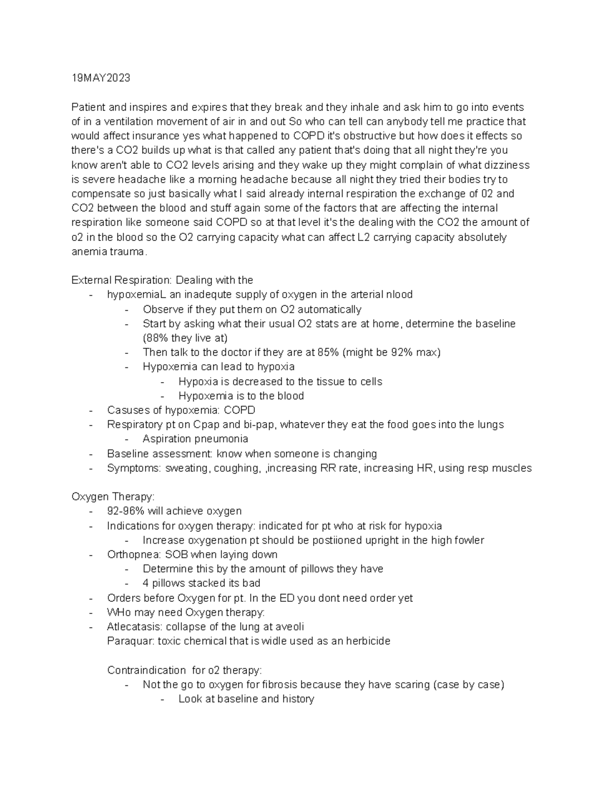 PCC3 Lecture EX 1 - Oxygen, respiration, cardiology, heart rhythms ...