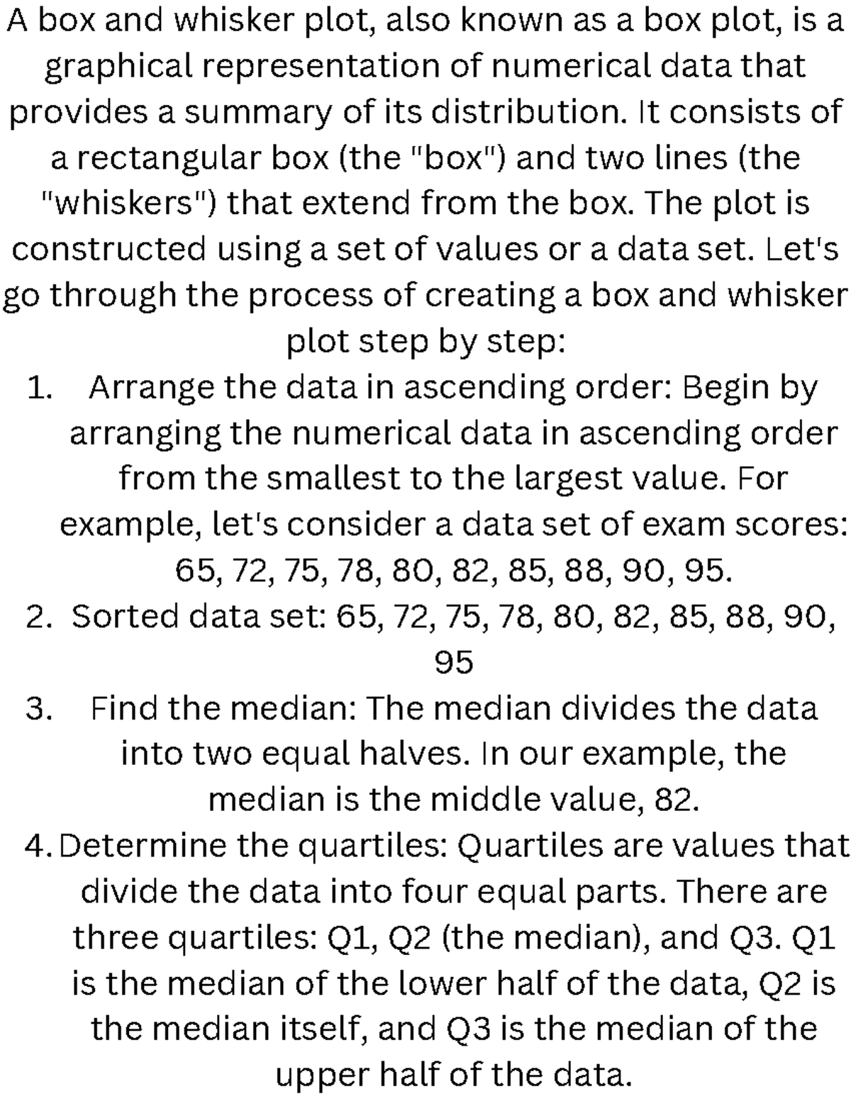 Box And Whisker Plot Arrange The Data In Ascending Order Begin By Arranging The Numerical