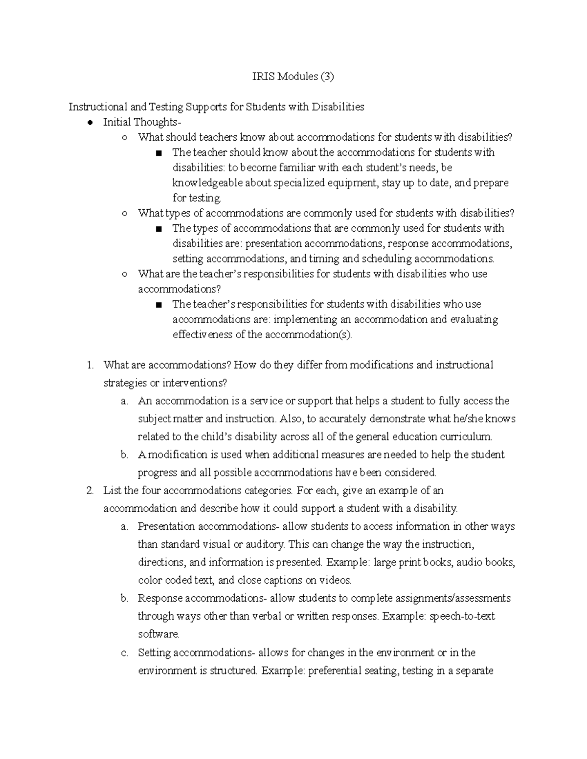 IRIS Modules - Dr. Rogers - IRIS Modules (3) Instructional and Testing ...