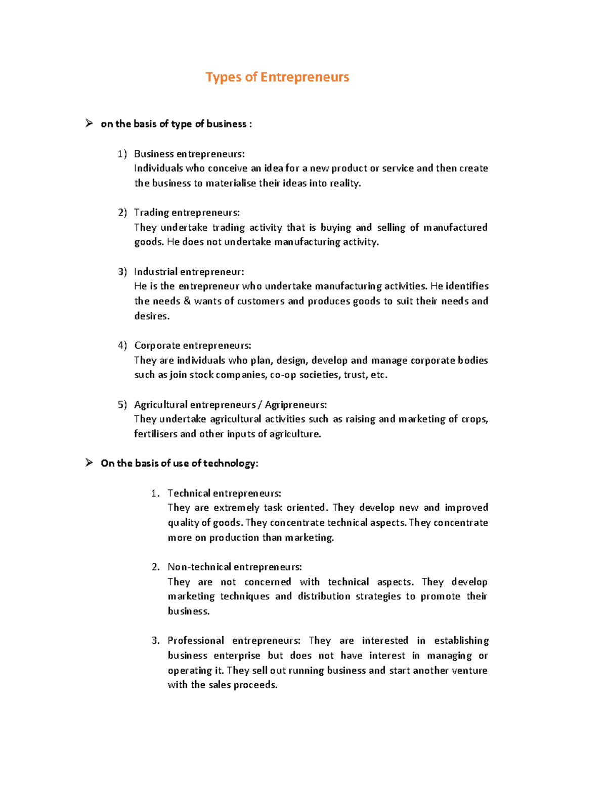 Types of Entrepreneurs - Trading entrepreneurs: They undertake trading ...