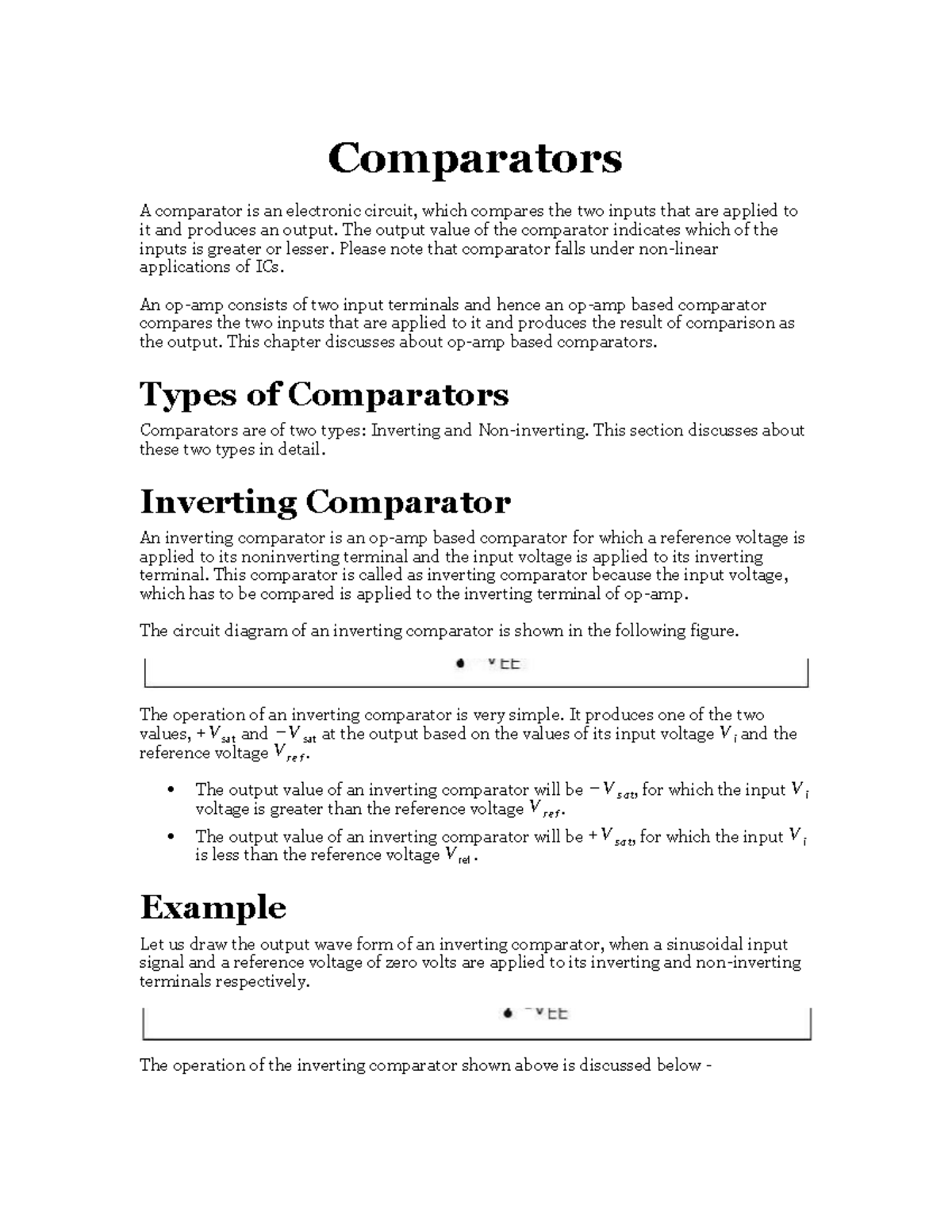 Comparators - Digital electronic - Comparators A comparator is an electronic circuit, which ...