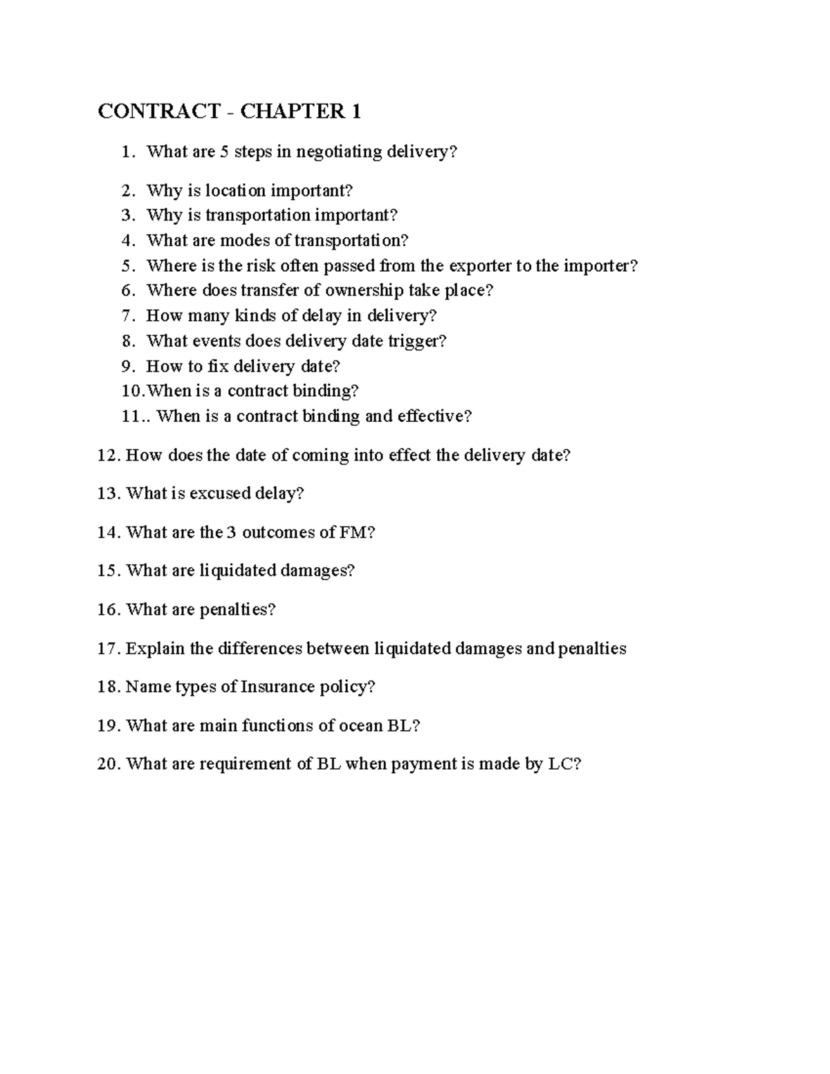 Contract-Questions- Chapter 1 - CONTRACT - CHAPTER 1 What are 5 steps ...