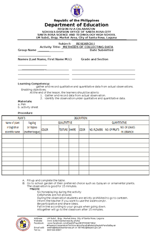 Activity-LINE Graph - ACTIVITY SHEETS FOR GRADE 7 RESEARCH 3RD QUARTER ...