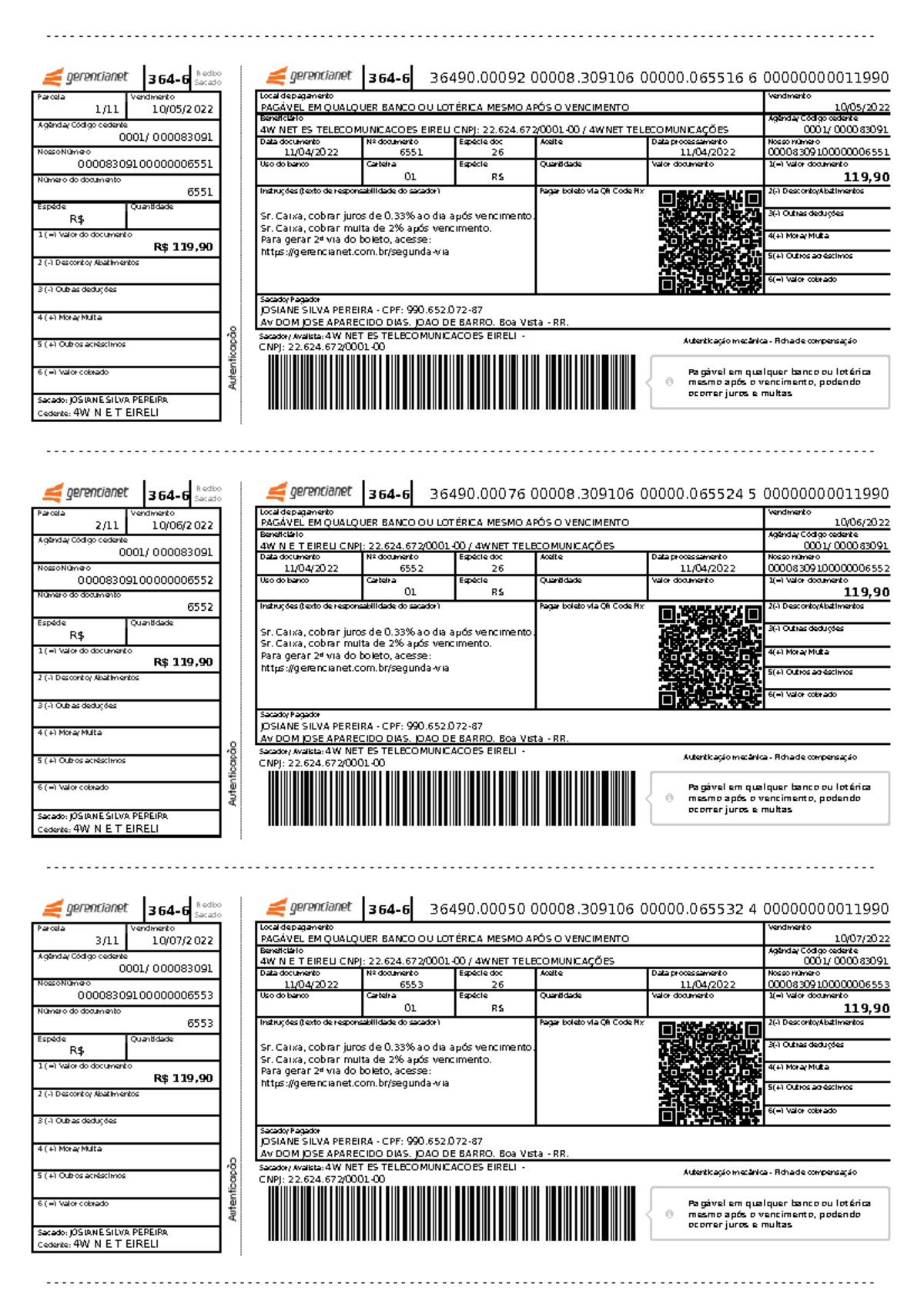 83091-6551- Rranae 2 - Resumo - 364- Recibo Sacado Parcela Vencimento 1 ...