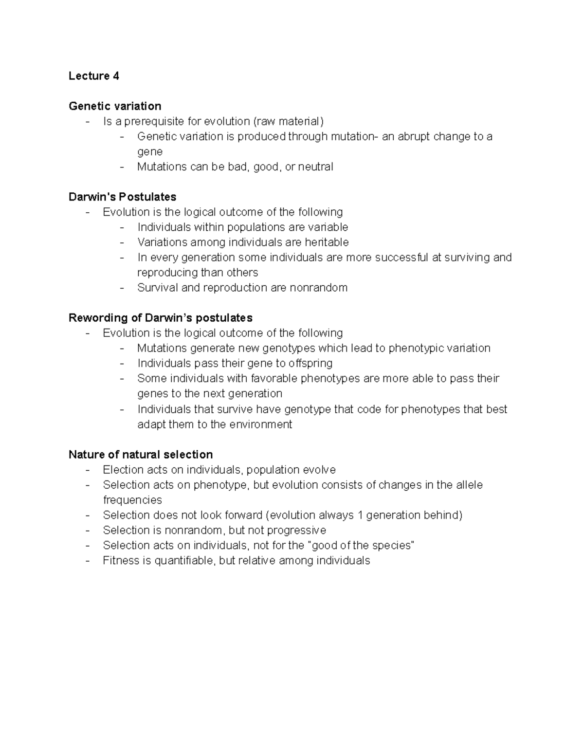 World of Animals SDSU Lecture 4 - Lecture 4 Genetic variation - Is a ...