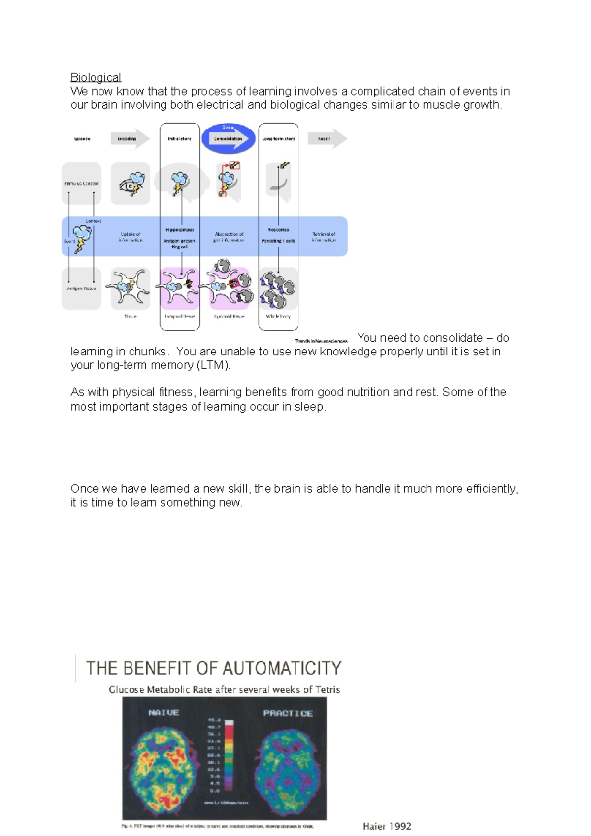 Biological - Biological We now know that the process of learning ...