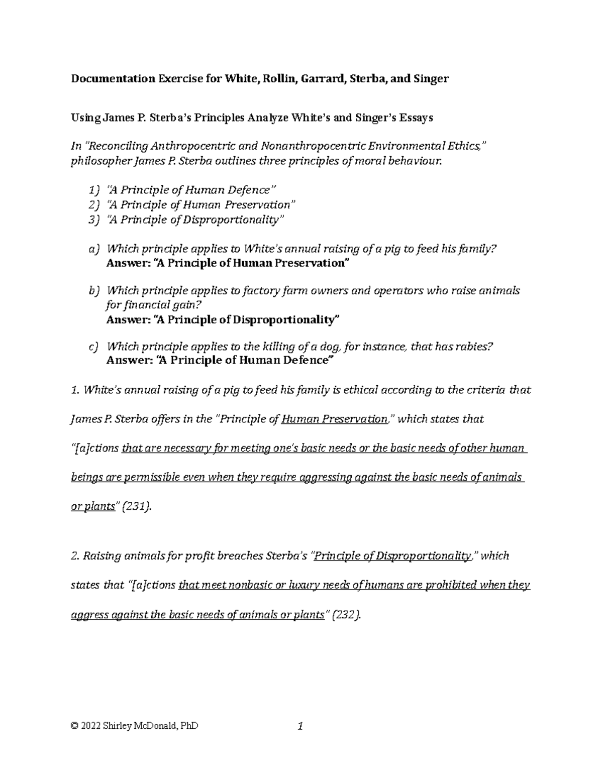 Documentation Exercise - Using James P. Sterba’s Principles Analyze ...