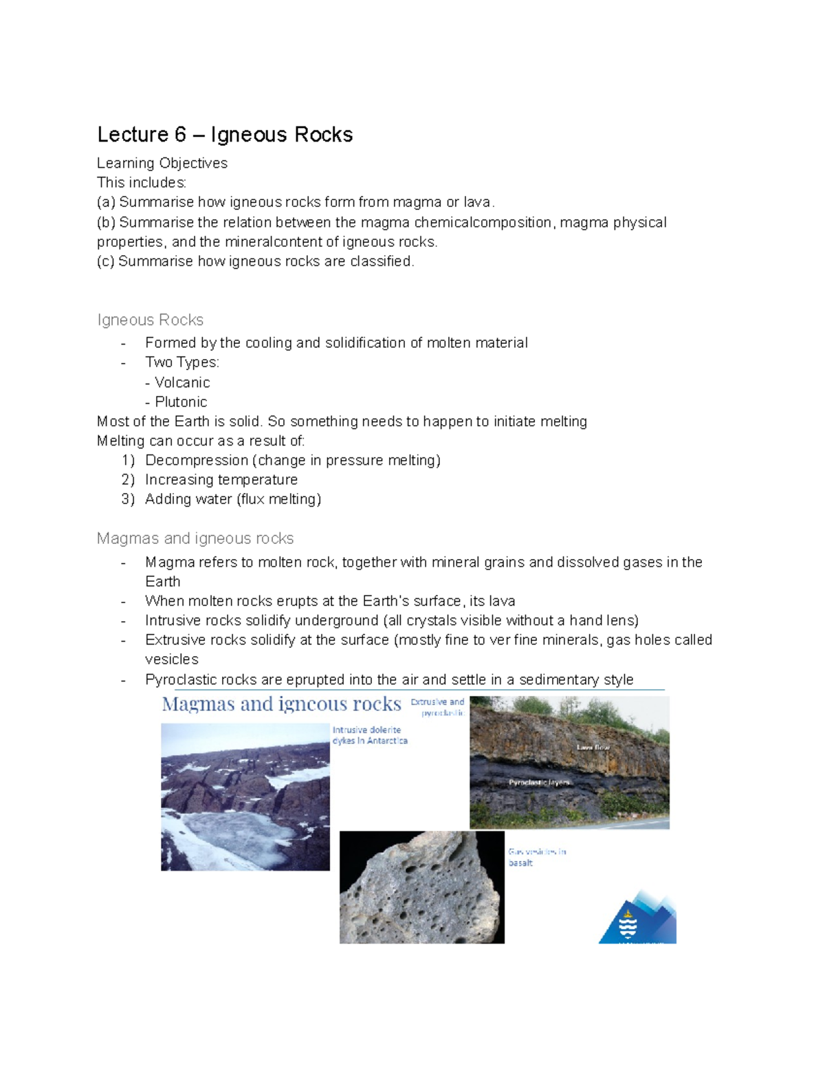 Lecture 6 – Igneous Rocks - Lecture 6 – Igneous Rocks Learning ...