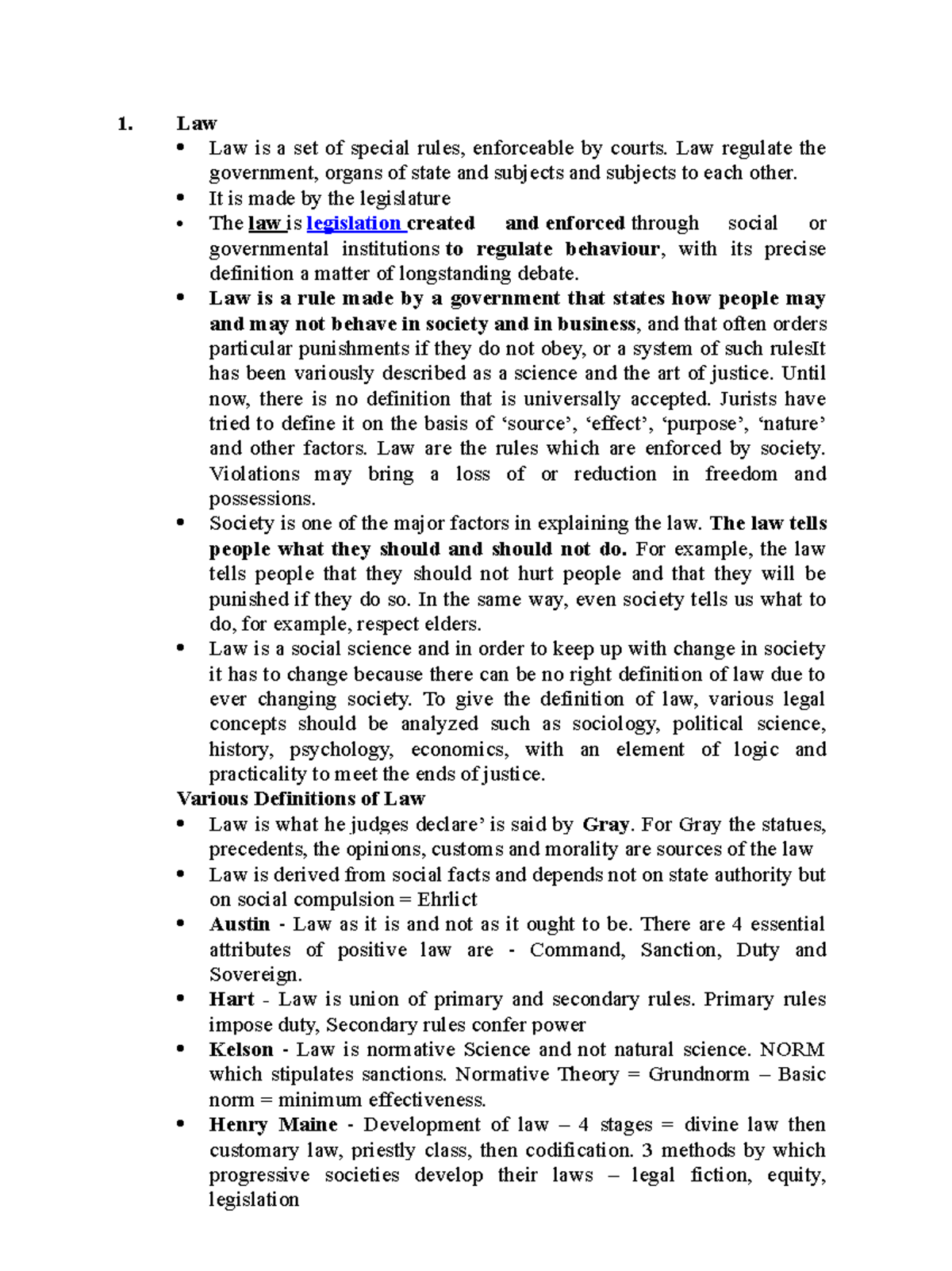 LMR - legal method - Law Law is a set of special rules, enforceable by ...