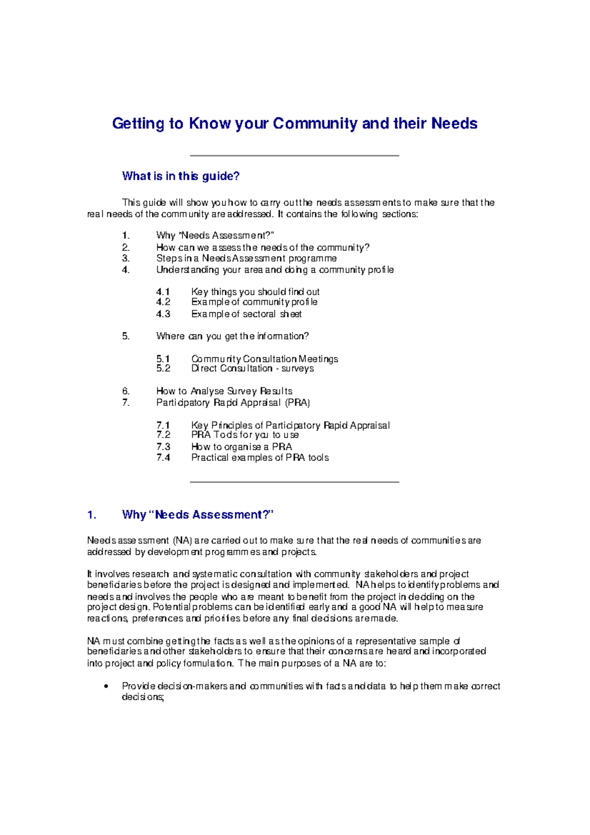 Needs - none - Getting to Know your Community and their Needs What is ...