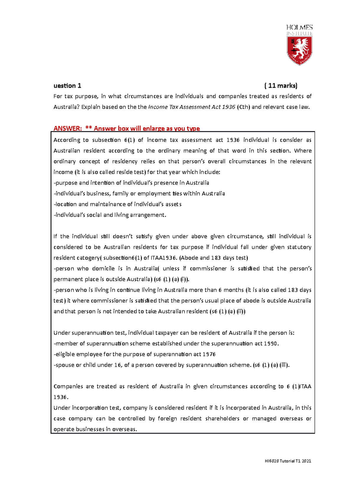 Taxation theroy practice and law HI 6028 - HI6028 - Studocu