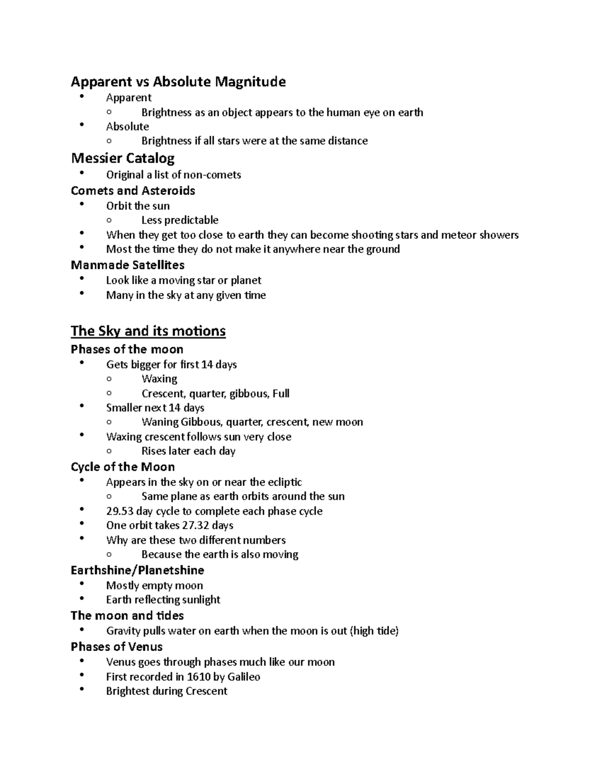 Astronomy 1 - these are notes taken from the power point slides in ...