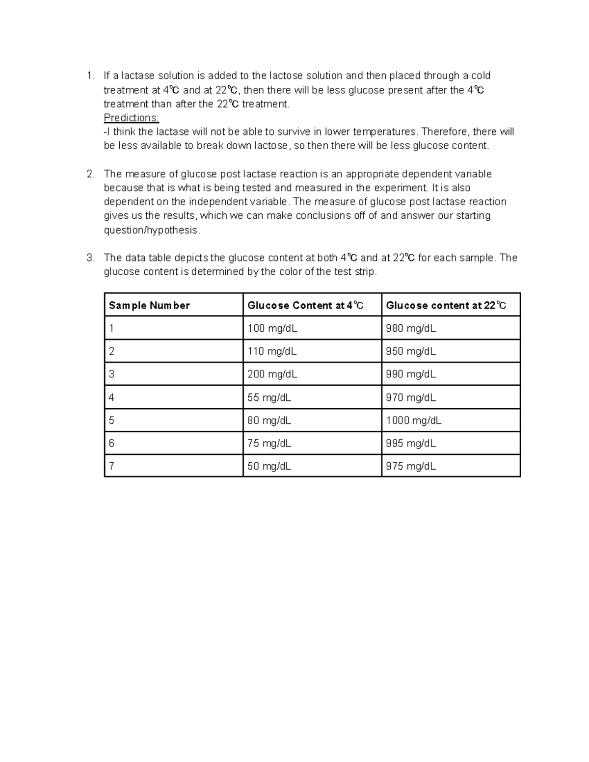 Lactase Function Investigation - If a lactase solution is added to the ...