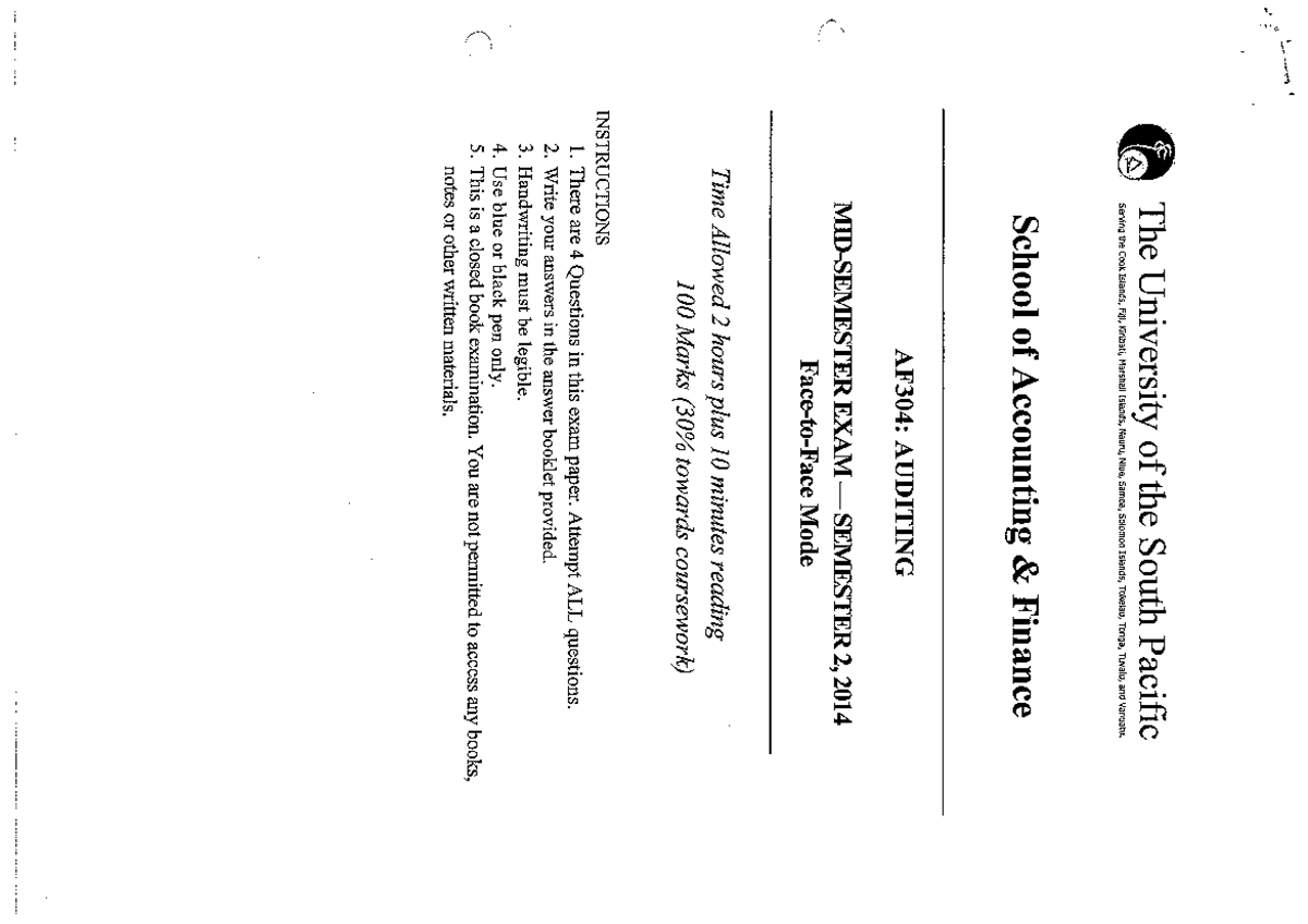 Exam 2014, questions - Auditing - Studocu