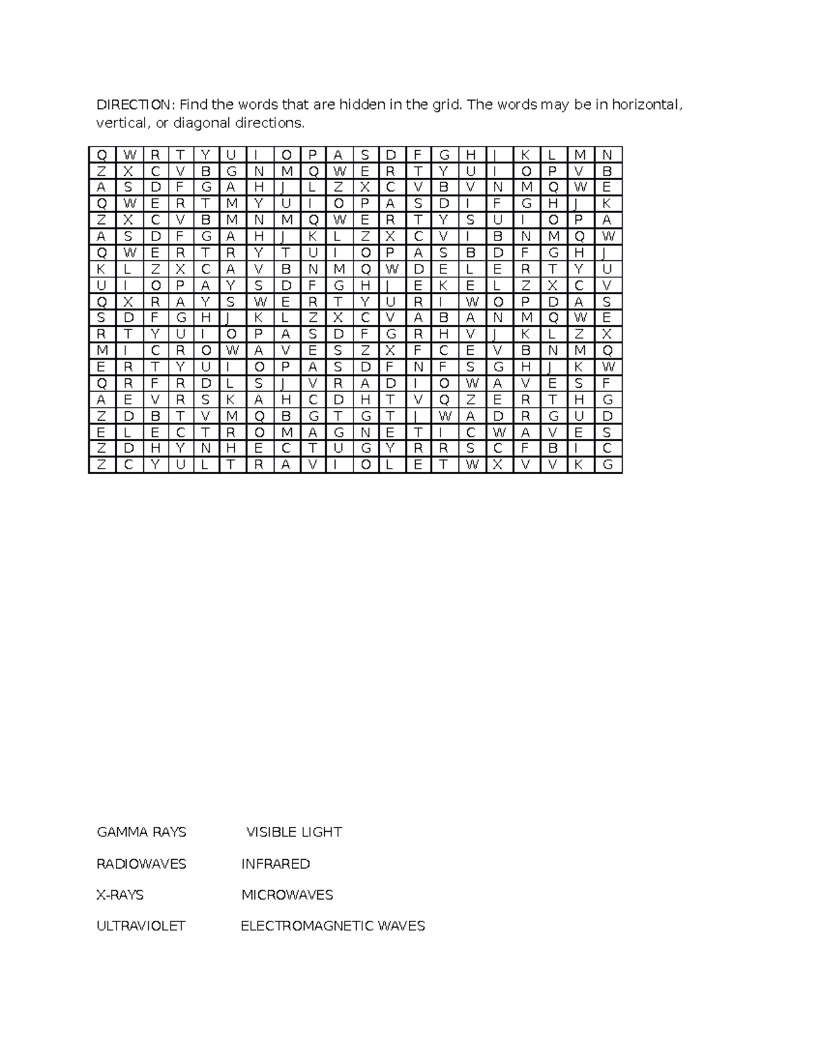 Activity 1 - numb - DIRECTION: Find the words that are hidden in the ...
