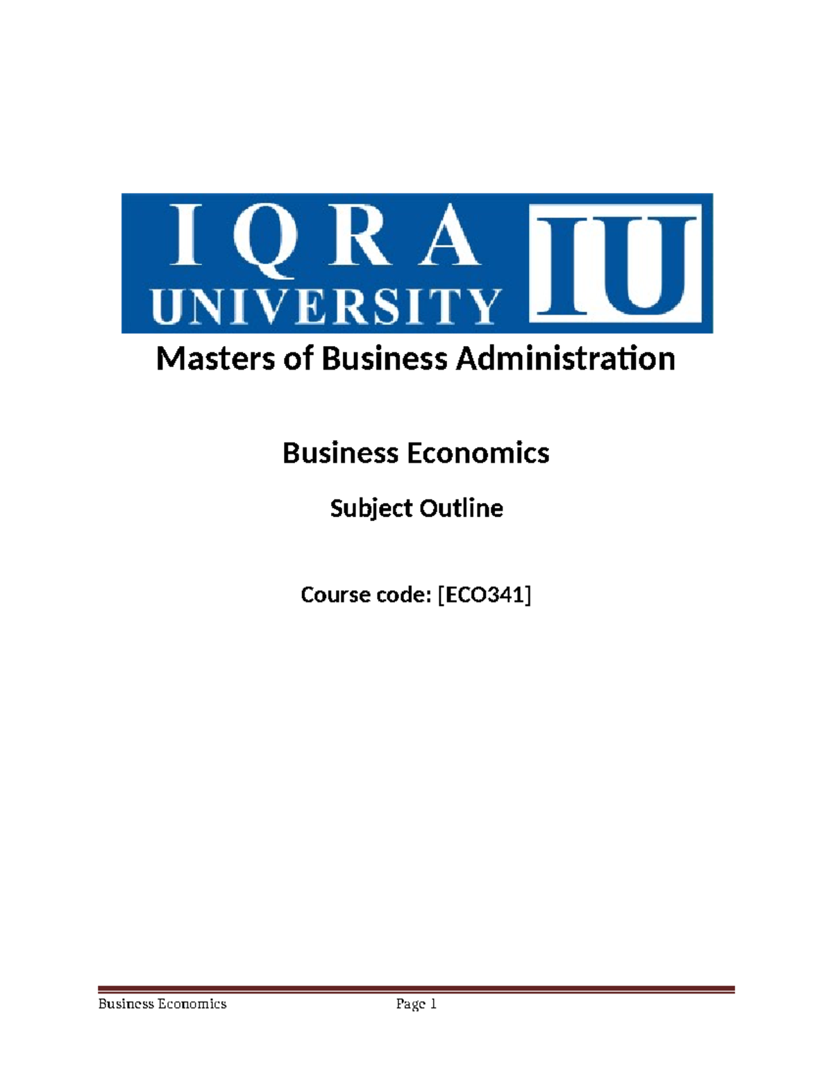 Business Economic - MBA - Masters of Business Administration Business ...