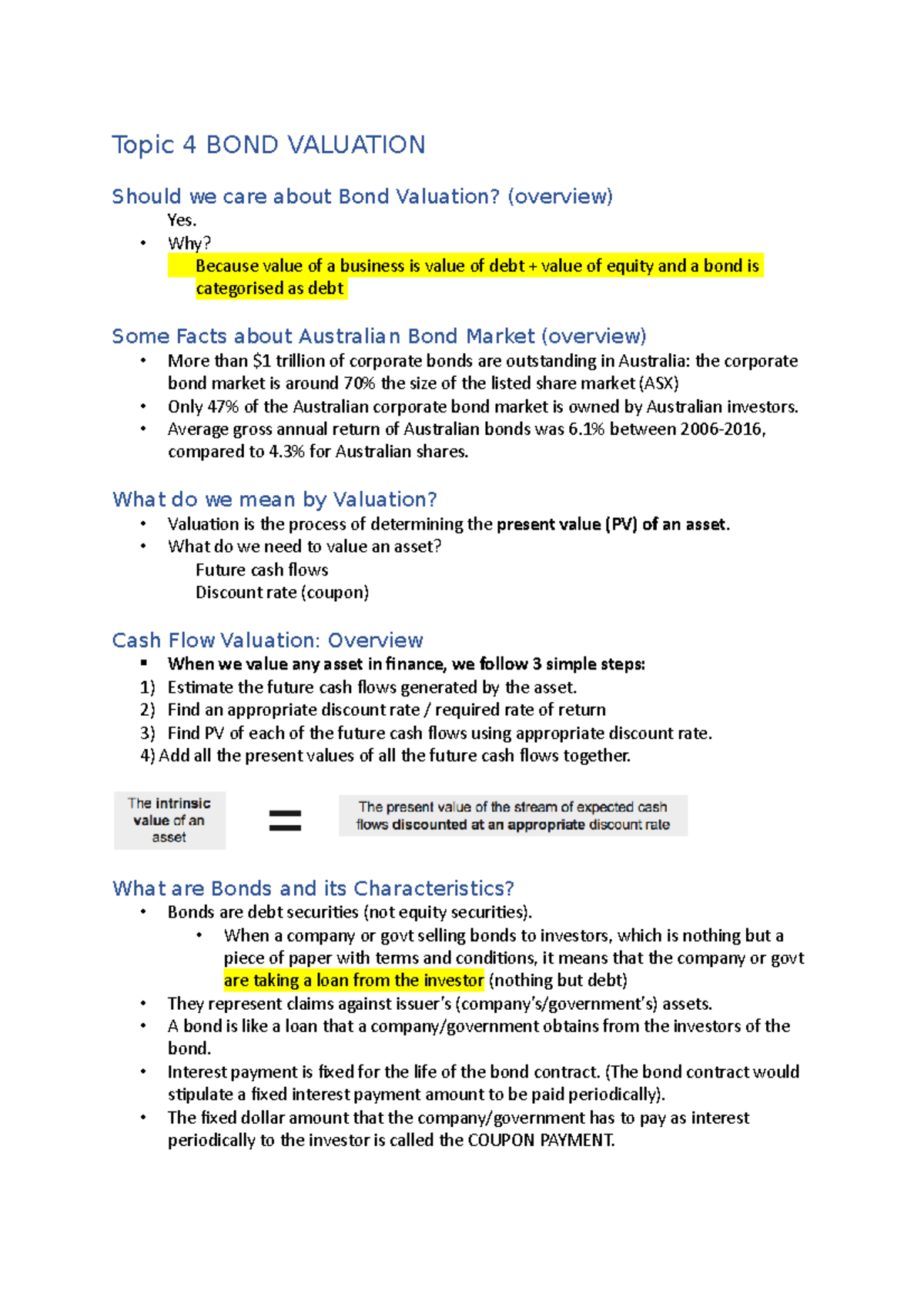 Lecture 4 Bond Valuation - Topic 4 BOND VALUATION Should we care about ...