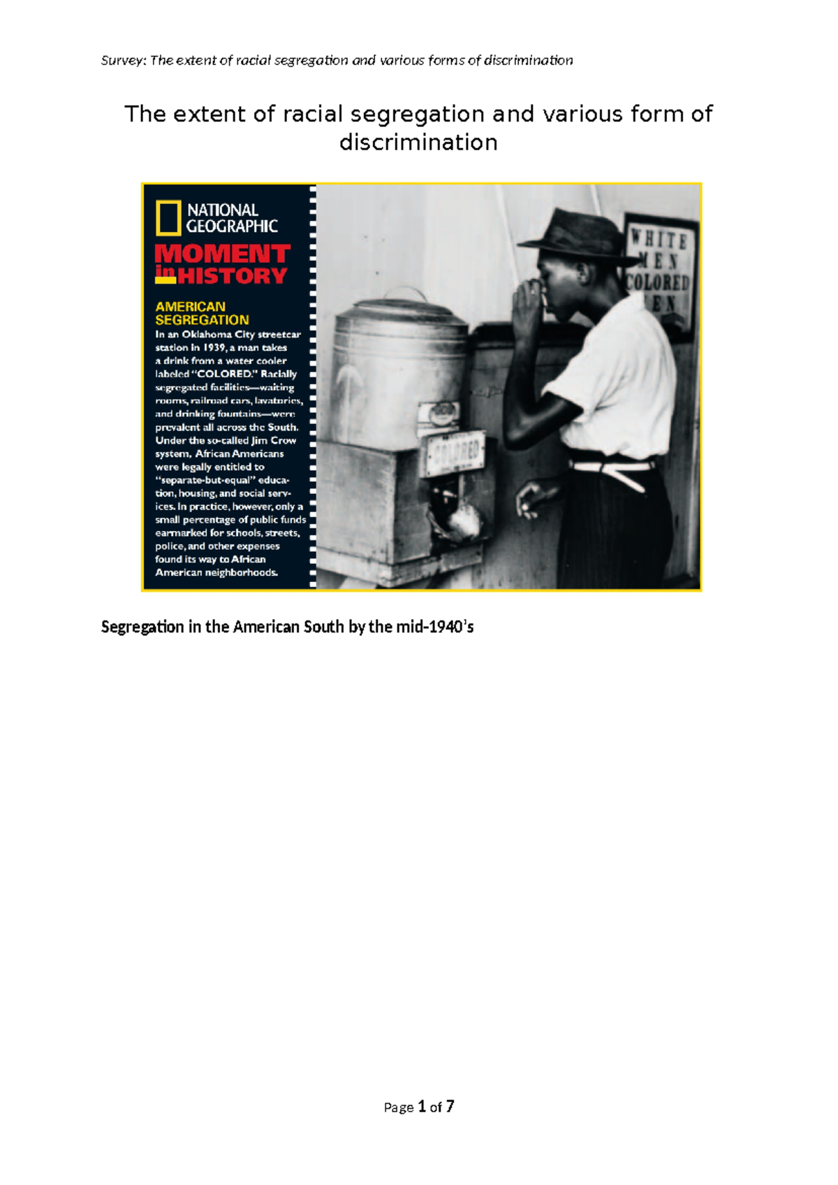 2. Racial segregation and discrimination - The extent of racial ...