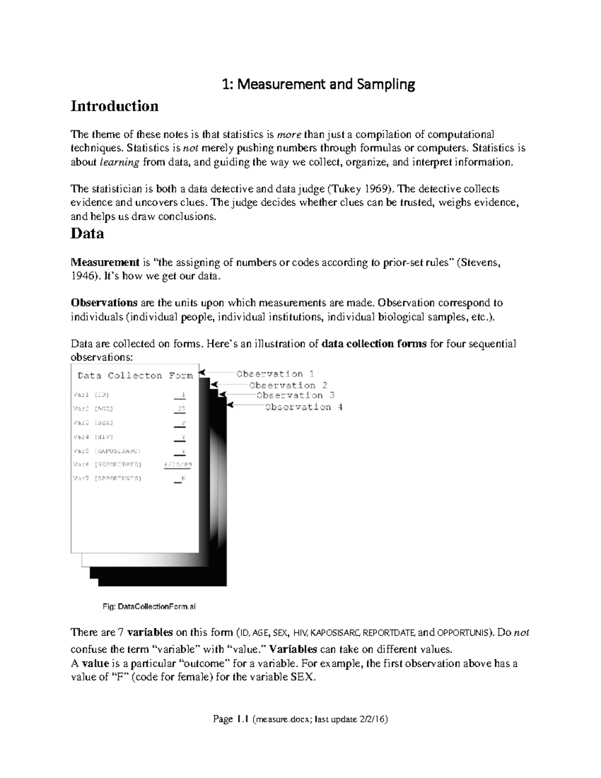 Measure - practice notes for statistics - 1: Measurement and Sampling ...