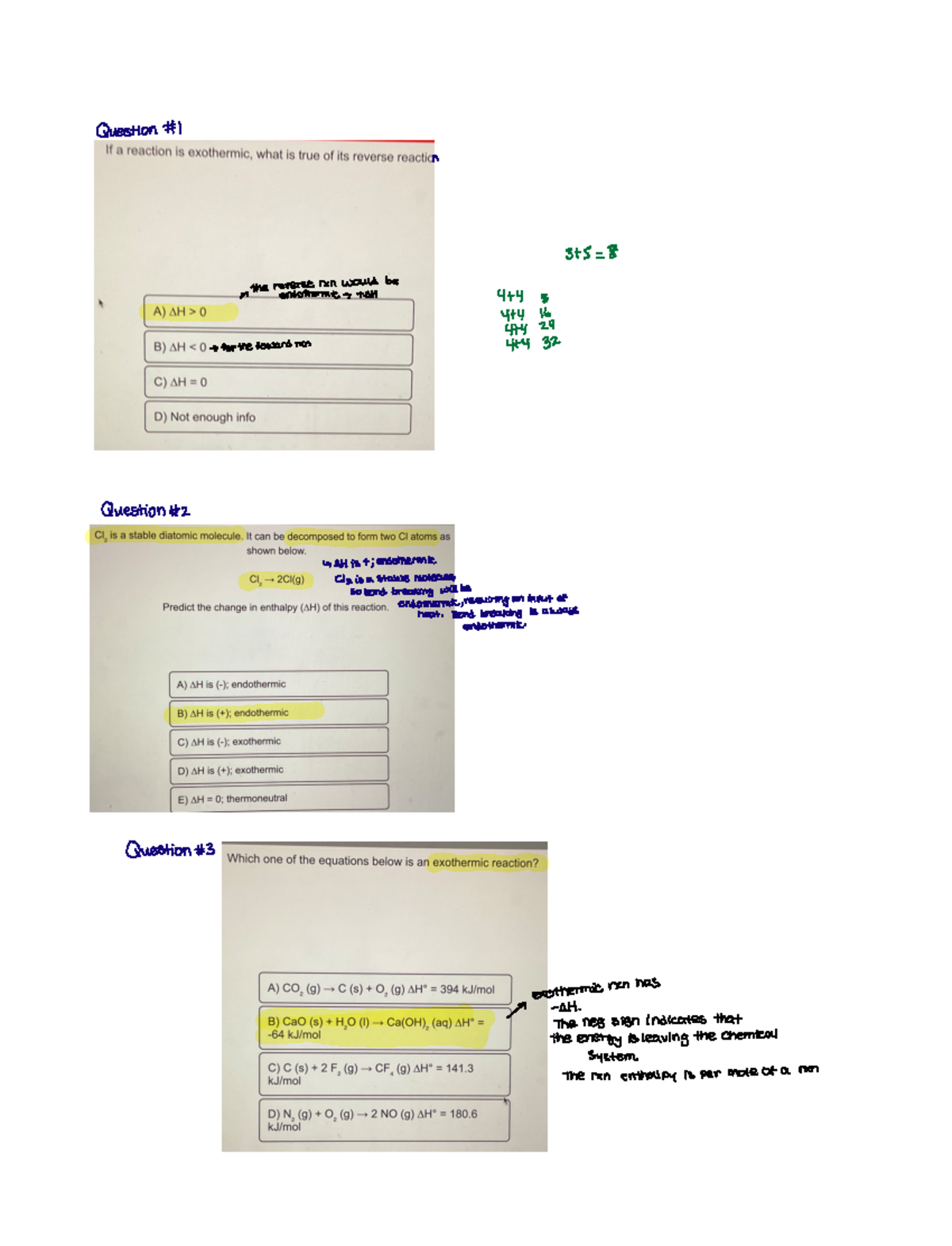 HW #7 - HW notes - Question If a reaction is exothermic, what is true ...