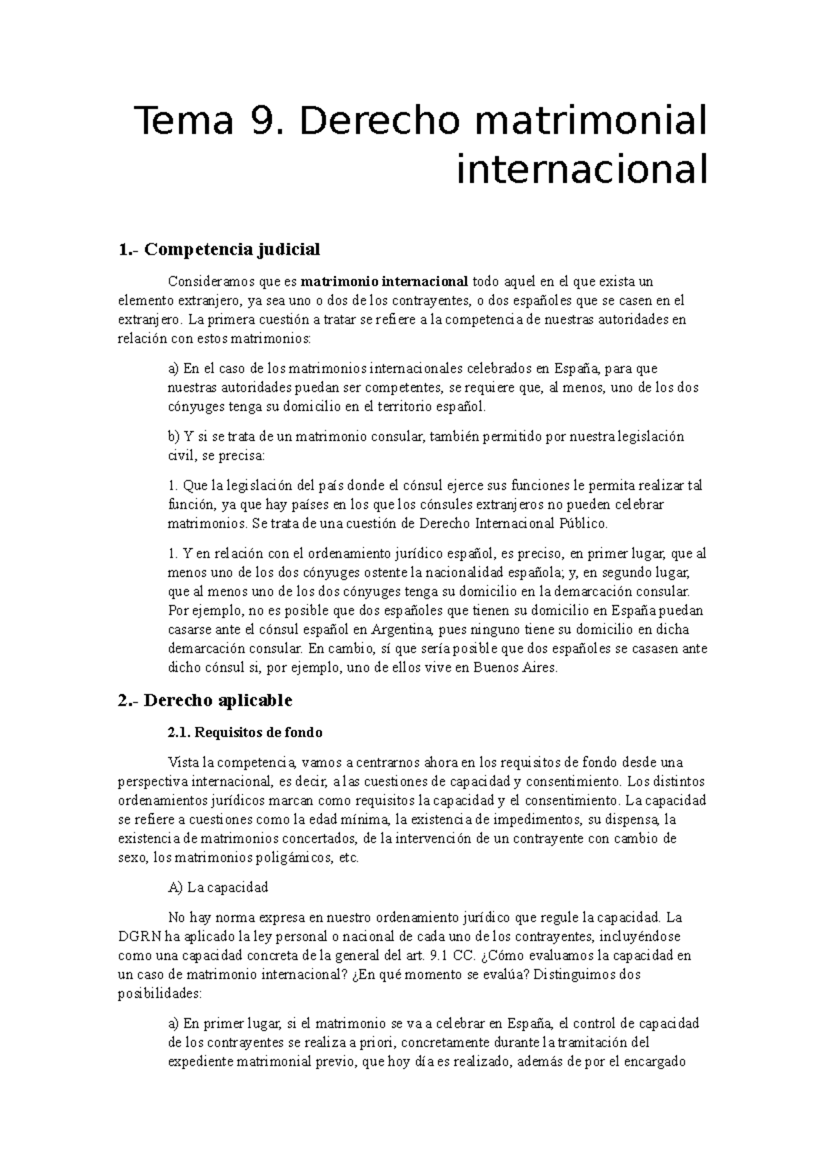 Tema 9 - DIPrivado - Tema 9. Derecho matrimonial internacional 1 ...