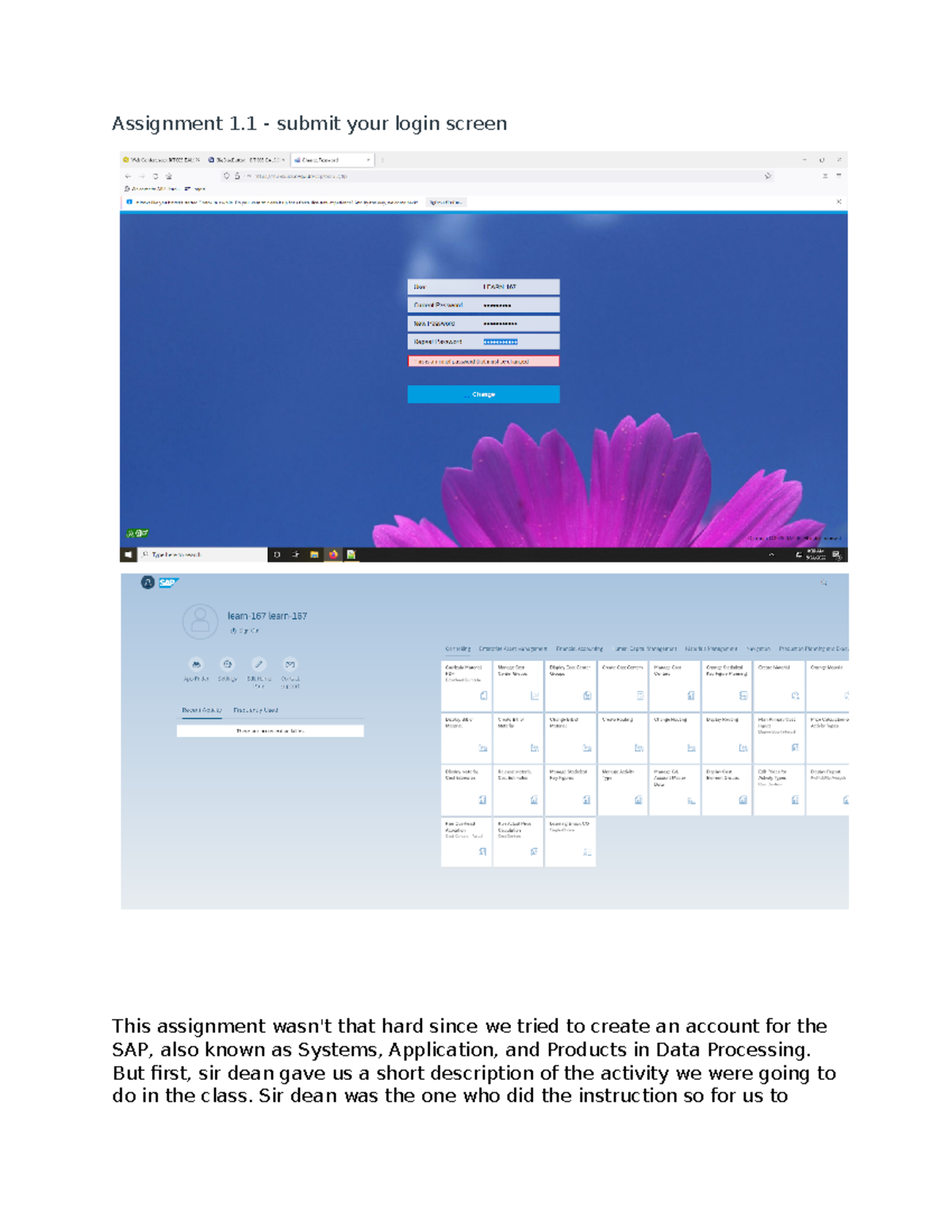 Assignment 1.1 - submit your login screen - Assignment 1 - submit your ...