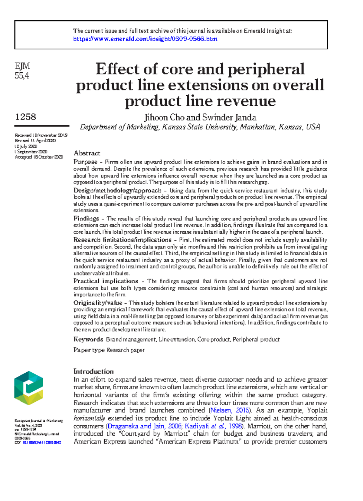 10-1108 EJM-11-2019-0842-3 - Effect of core and peripheral product line ...