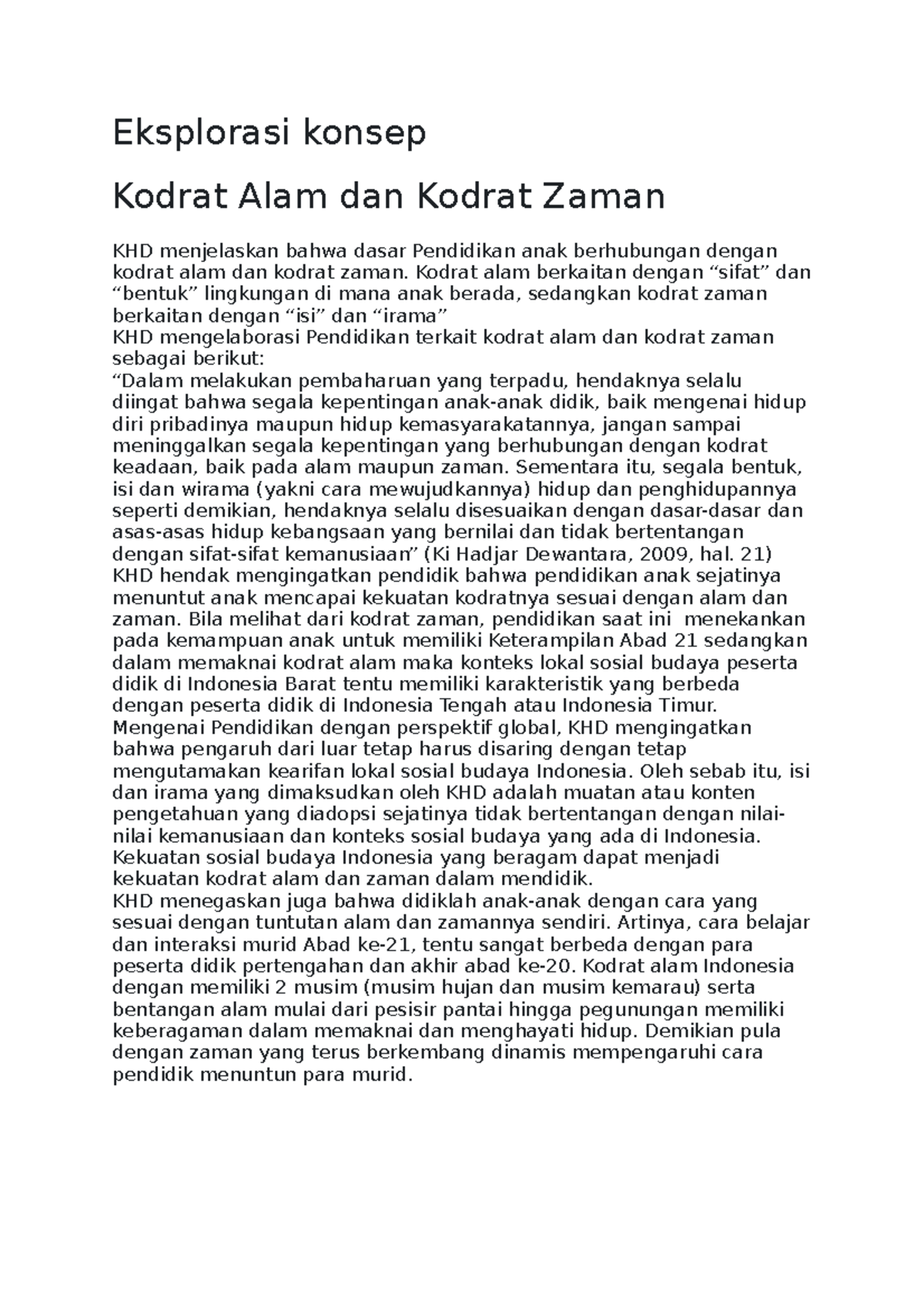 Eksplorasi konsep topik 2 filosofi pendidikan kodrat alam kodrat zaman ...