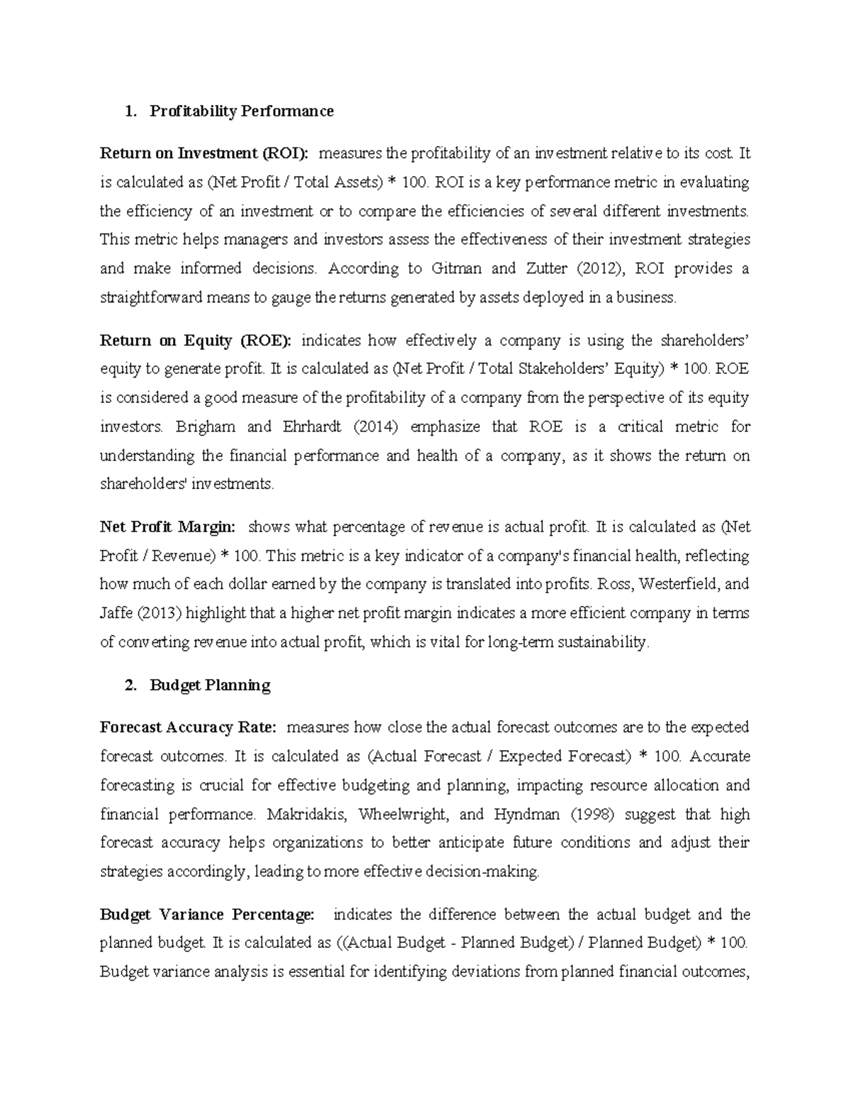 Profitability Performance - Profitability Performance Return on ...