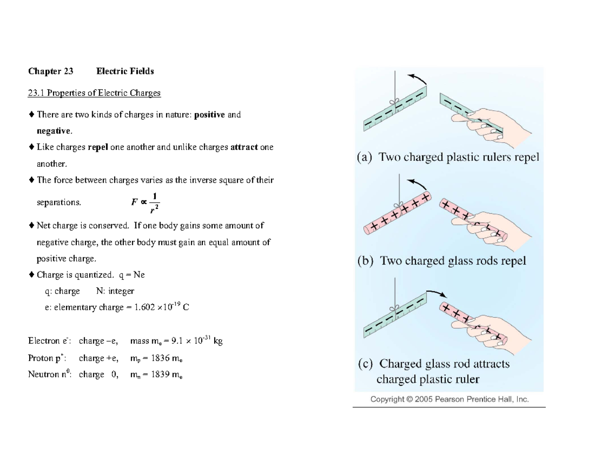 Chapter 23 - ELECTRIC FIELDS - Chapter 23 Electric Fields 23 Properties ...