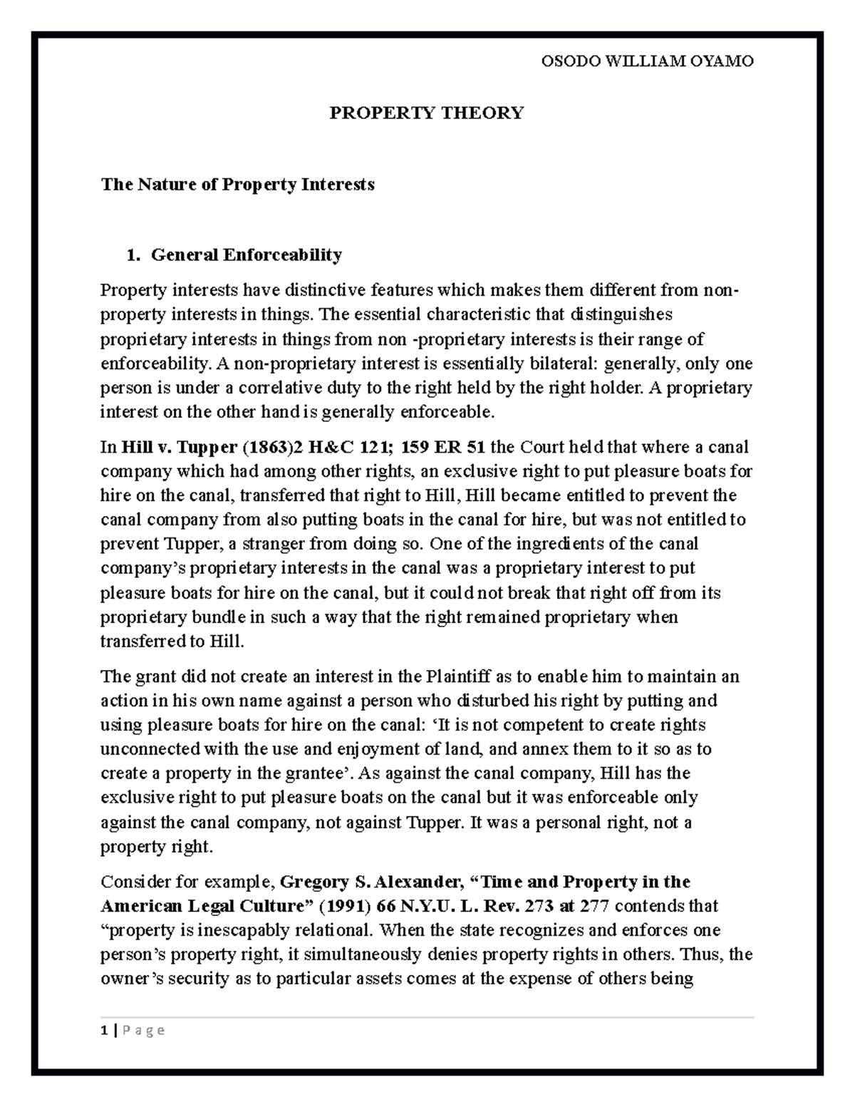 Property Theory two - PROPERTY THEORY The Nature of Property Interests ...