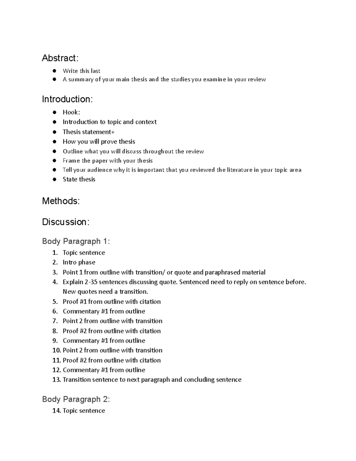 Research Paper Outline - Abstract: Write this last A summary of your ...