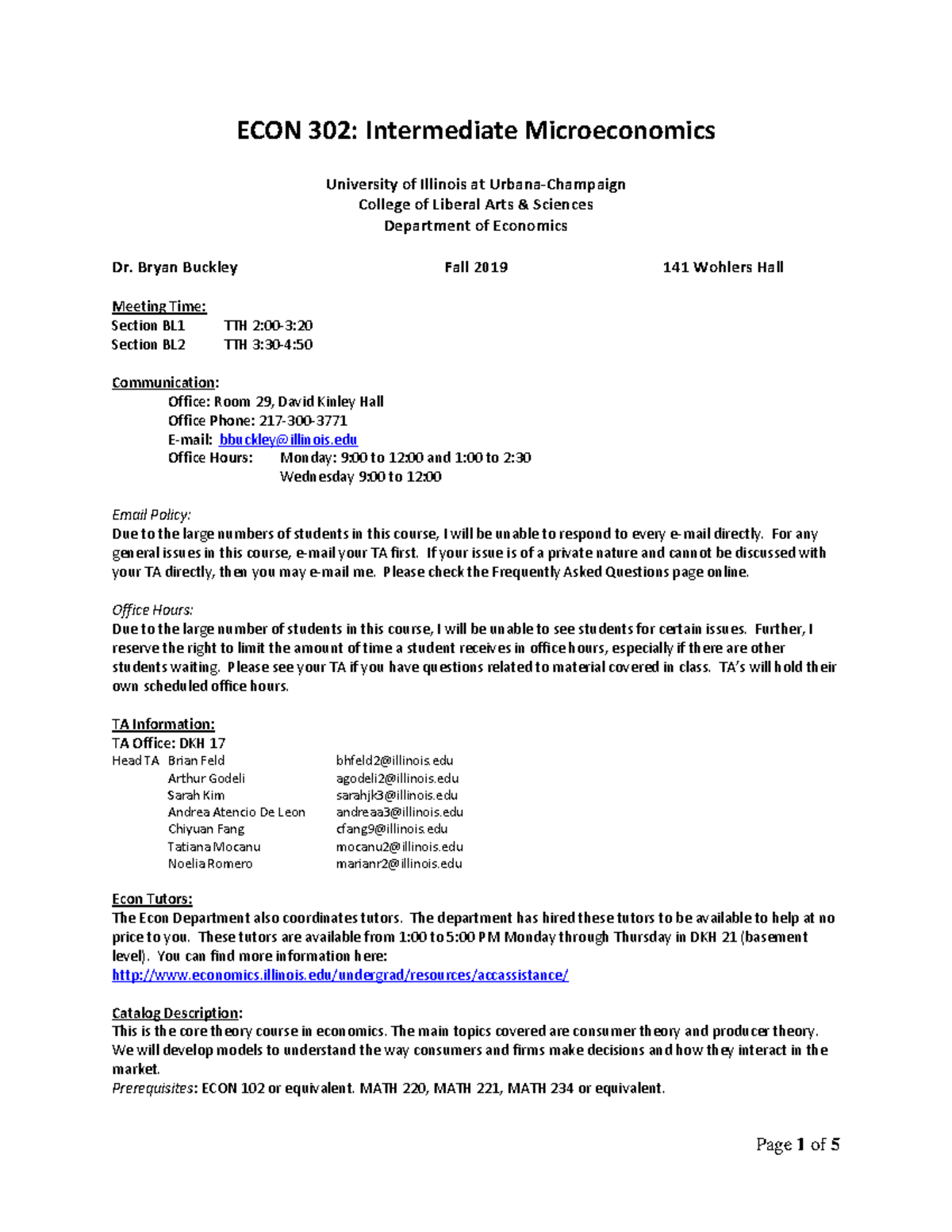 Econ 302 Inter Micro Fall 2019 Syllabus Warning Tt Undefined Function 32 Warning Tt