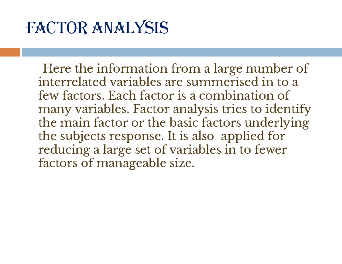 QT-Factor analysis - Quantitative Techniques - MG University - Studocu QT-Factor analysis - Quantitative Techniques - MG University - Studocu