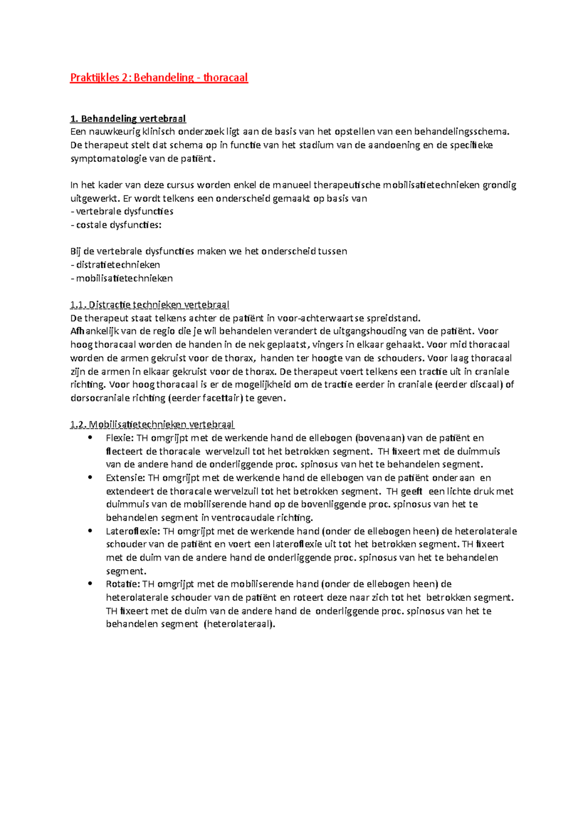 Leerpad praktijkles 2 TWZ - Praktijkles 2: Behandeling - thoracaal 1 ...