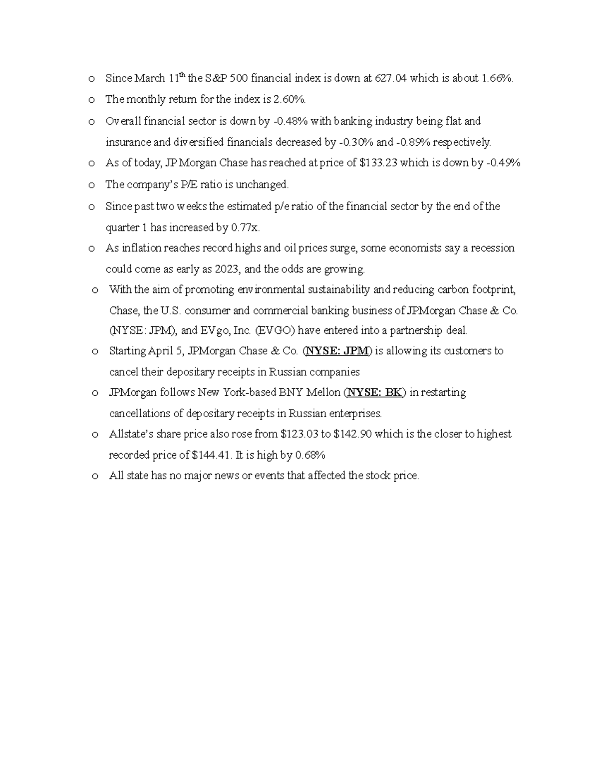 Weekly market report 04:11:22 - o Since March 11th the S&P 500 ...