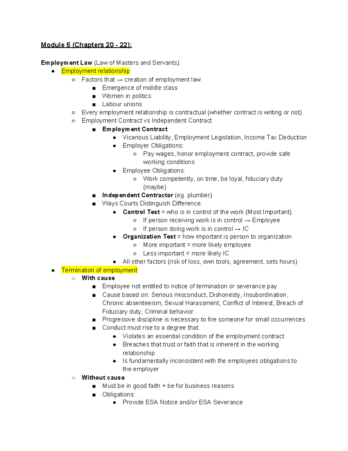 Law 2275 Lecture Notes (Final Exam) - Module 6 (Chapters 20 - 22 ...