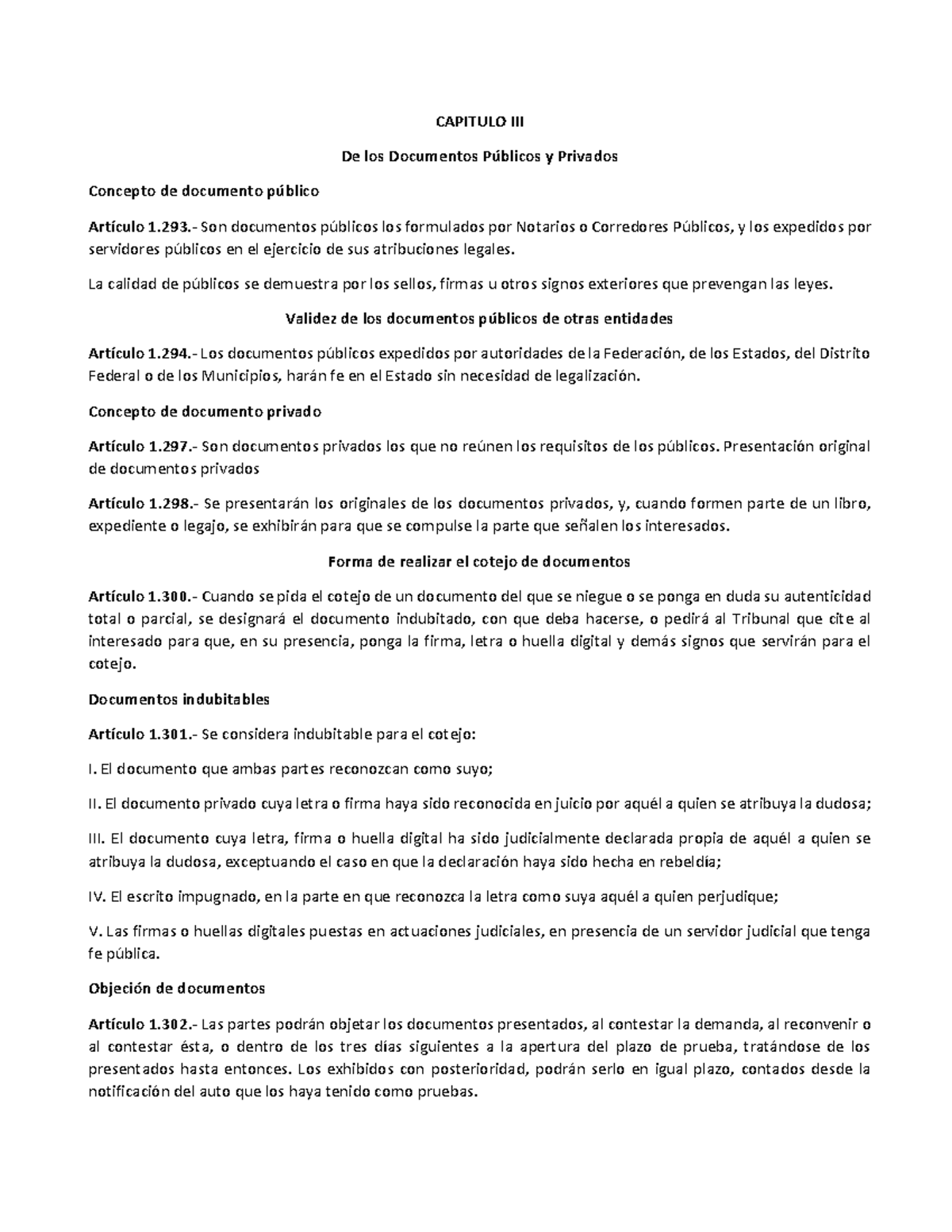 Normas civiles - CAPITULO III De los Documentos Públicos y Privados ...