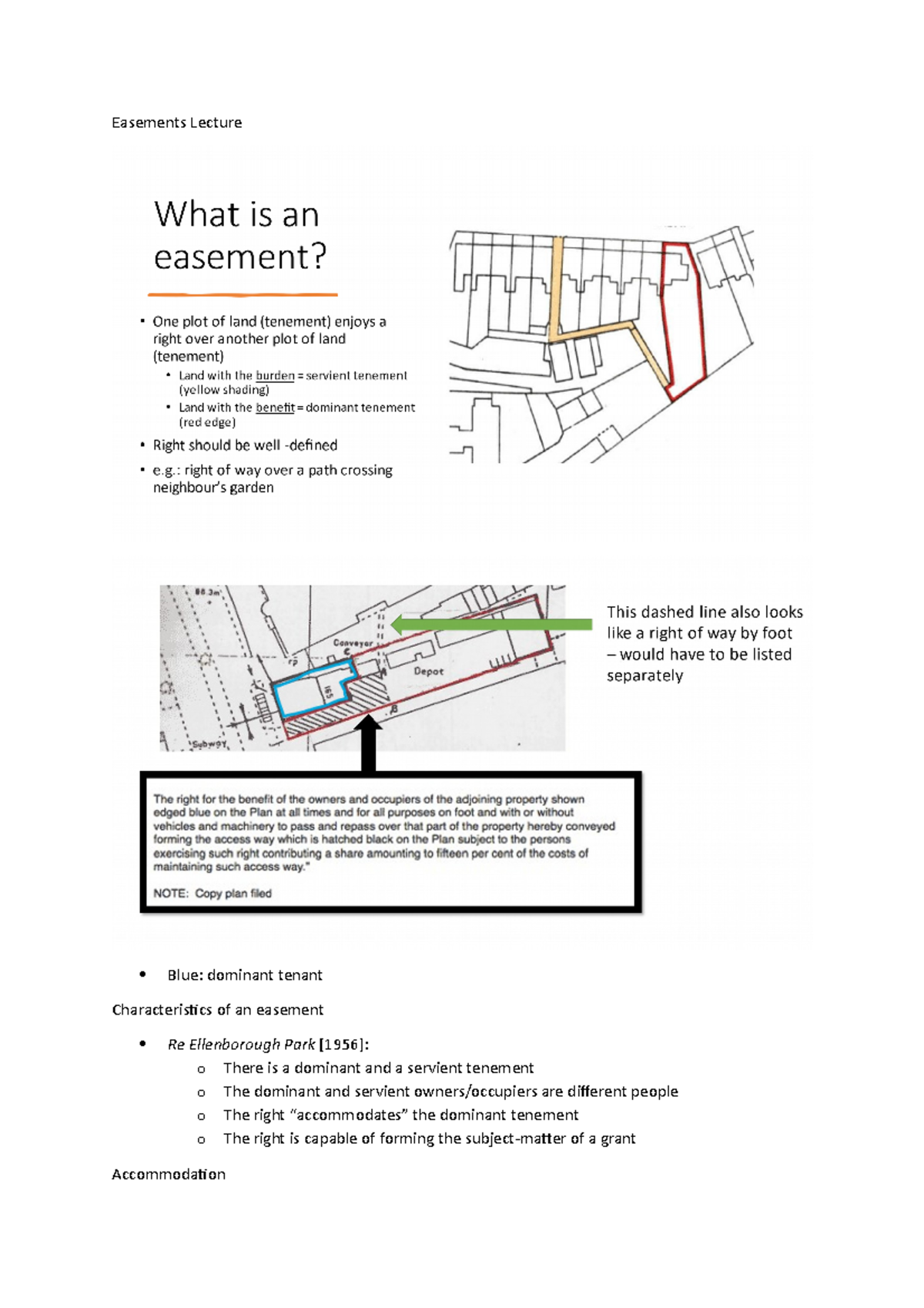 Easements Lecture - Easements Lecture Blue: dominant tenant ...