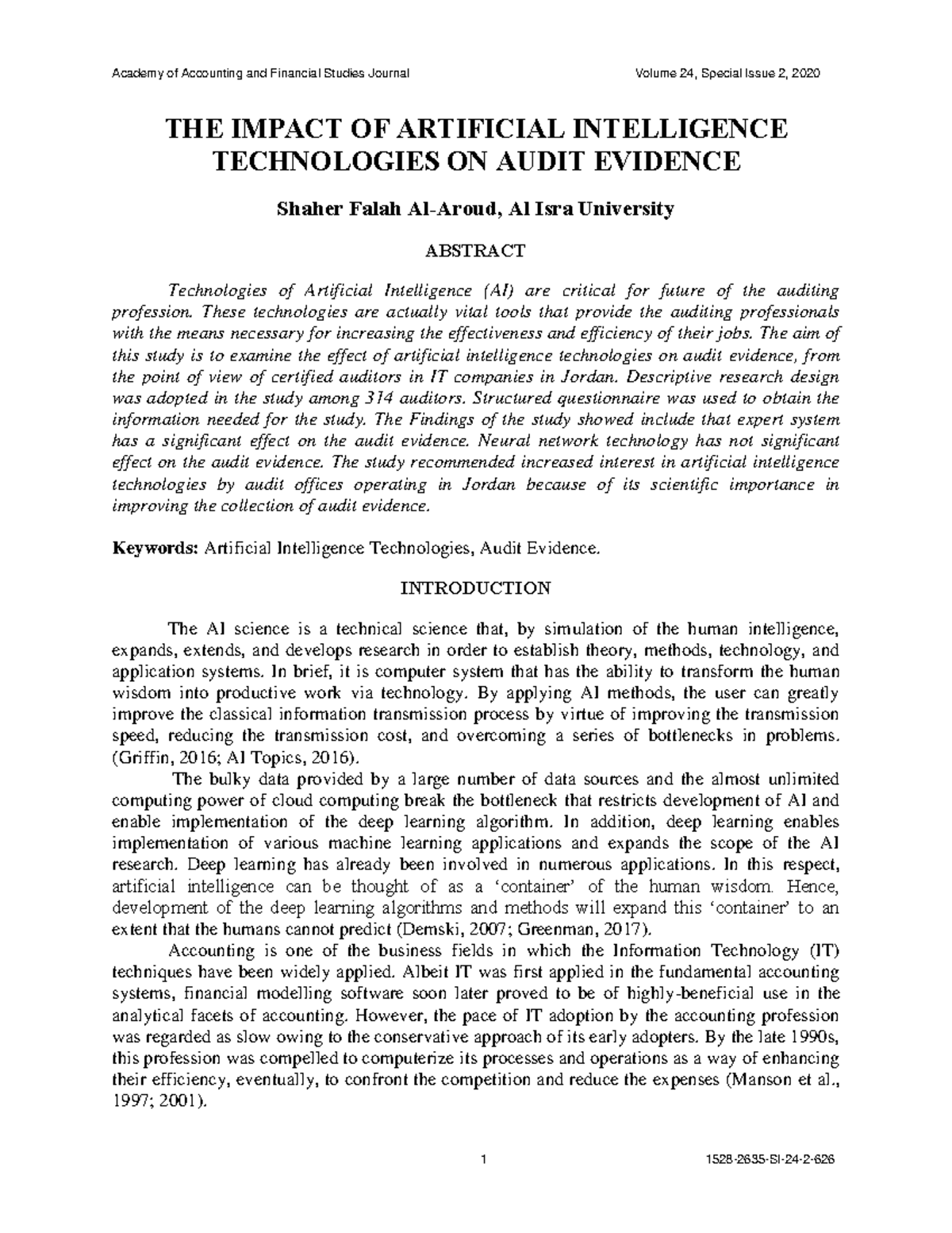 The impact of artificial intelligence technologies on audit evidence ...