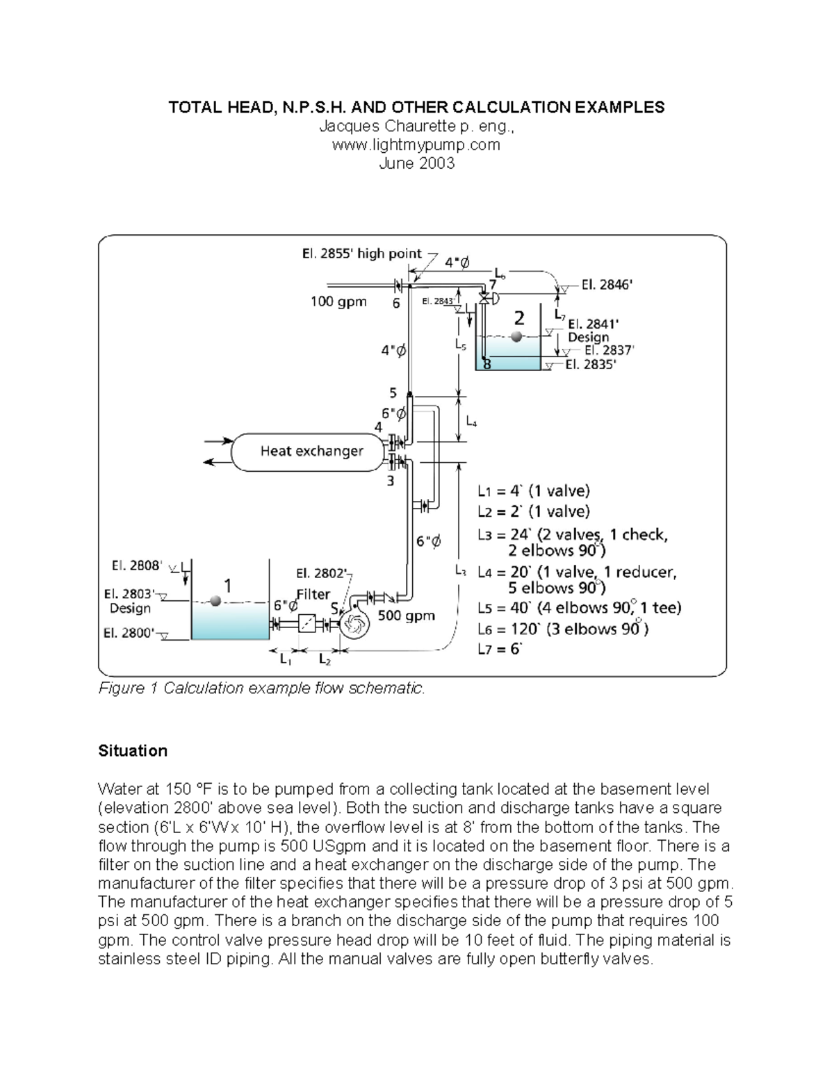NPSH AND HEAD Calculation Samples - TOTAL HEAD, N.P.S. AND OTHER ...
