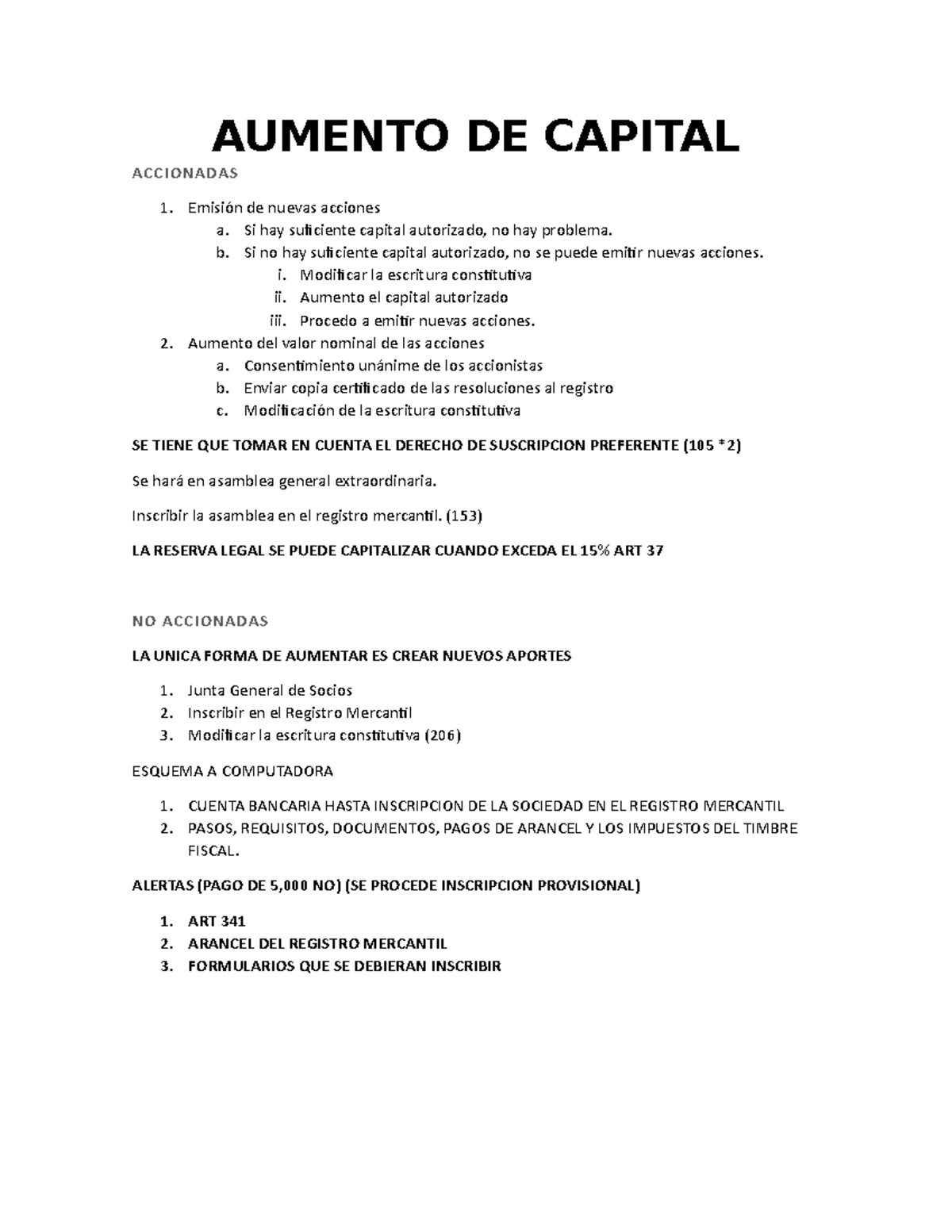 Aumento De Capital Apuntes Aumento De Capital Accionadas Emisión De