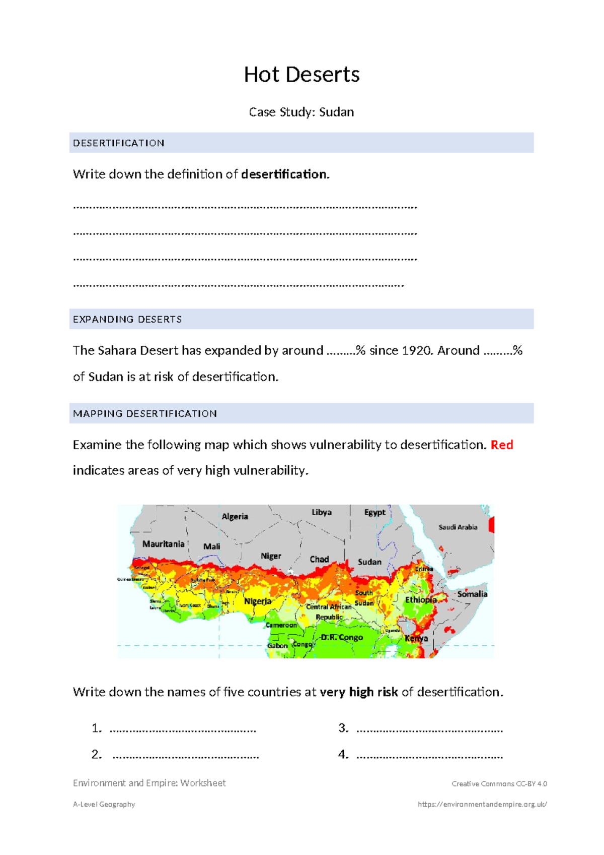 Hot deserts - a-level - worksheet-1 - Hot Deserts Case Study: Sudan ...