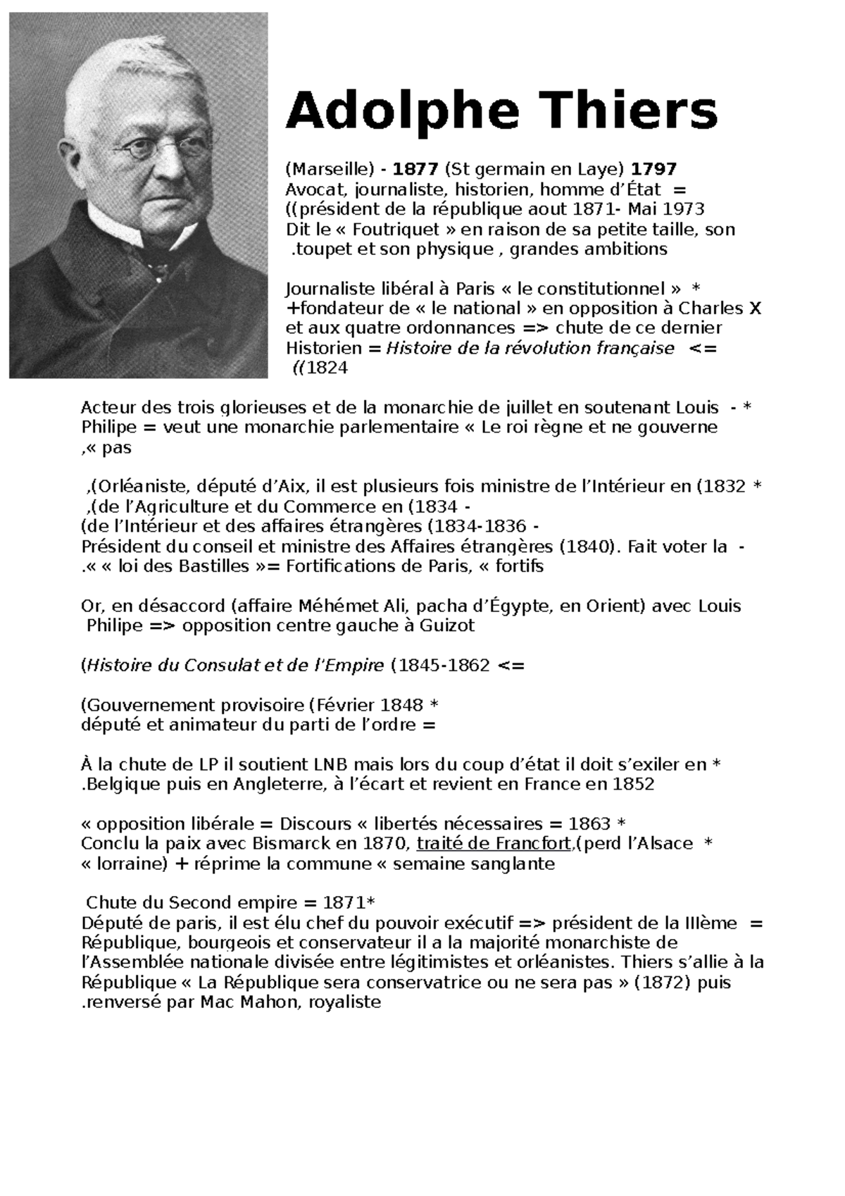 Adolphe Thiers - Biographie - Adolphe Thiers (Marseille) - 1877 (St germain en Laye) 1797 Avocat ...