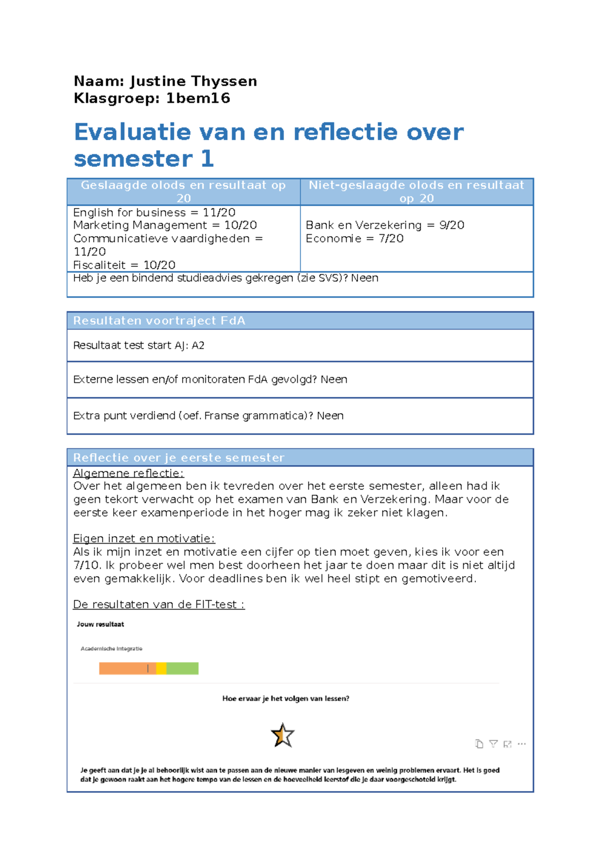 Sjabloon SVG 2223 - Naam: Justine Thyssen Klasgroep: 1bem Evaluatie van ...