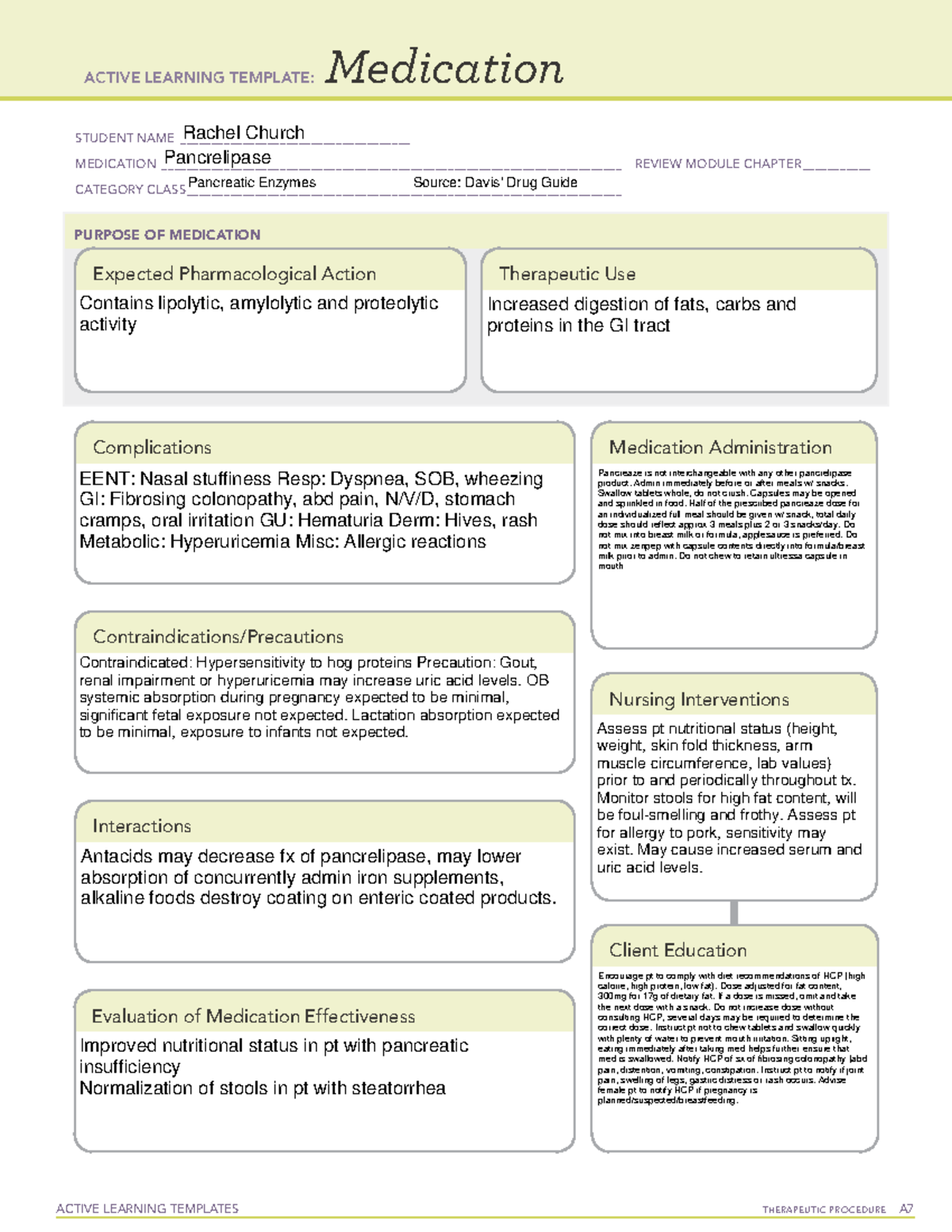 Pancrelipase (Week 3) - ACTIVE LEARNING TEMPLATES THERAPEUTIC PROCEDURE ...