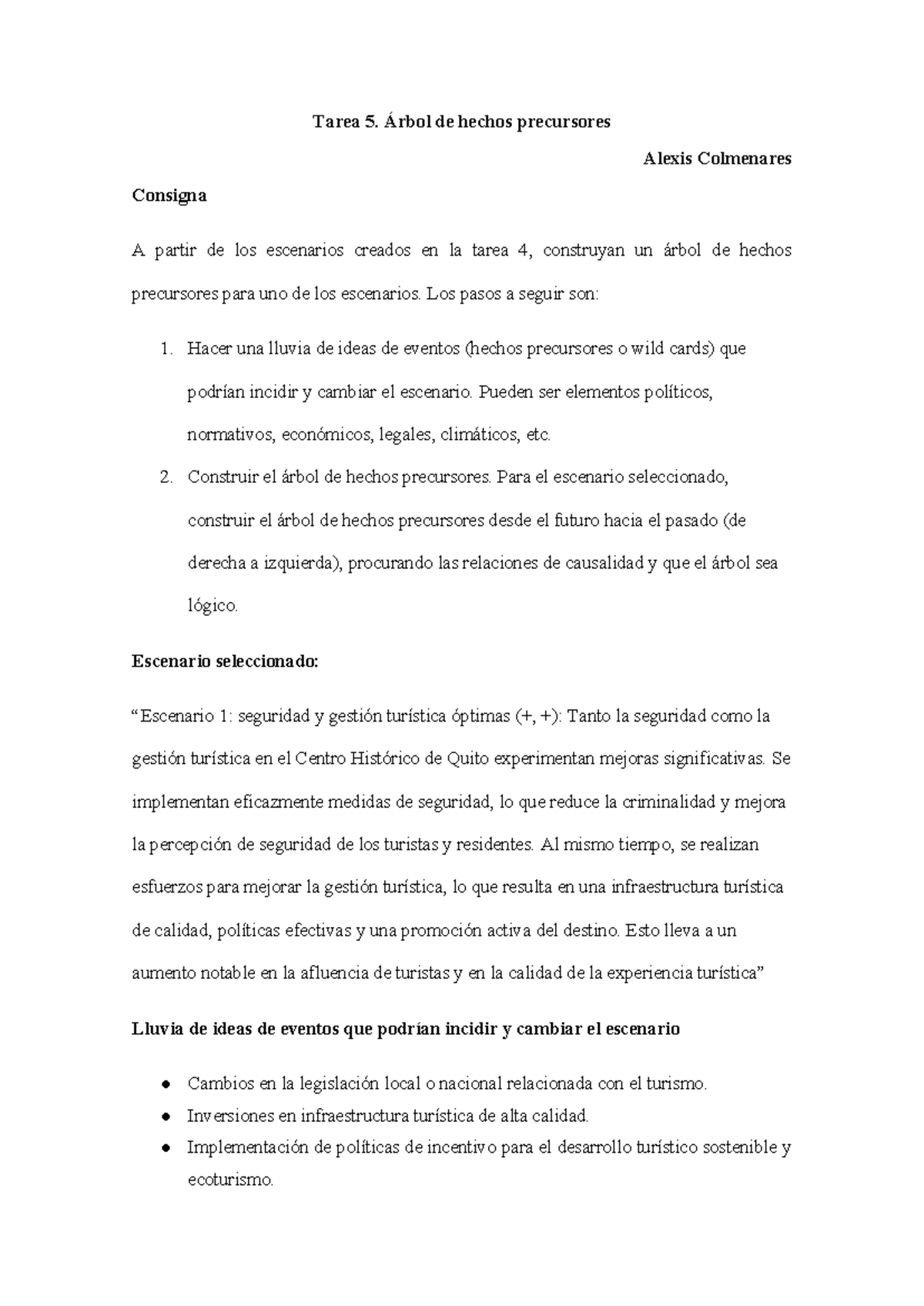 Tarea 5 - descripcion - Tarea 5. Árbol de hechos precursores Alexis ...