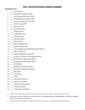 Unit 5 review packet - asxca - Unit 5: Agriculture & Rural Land-Use ...