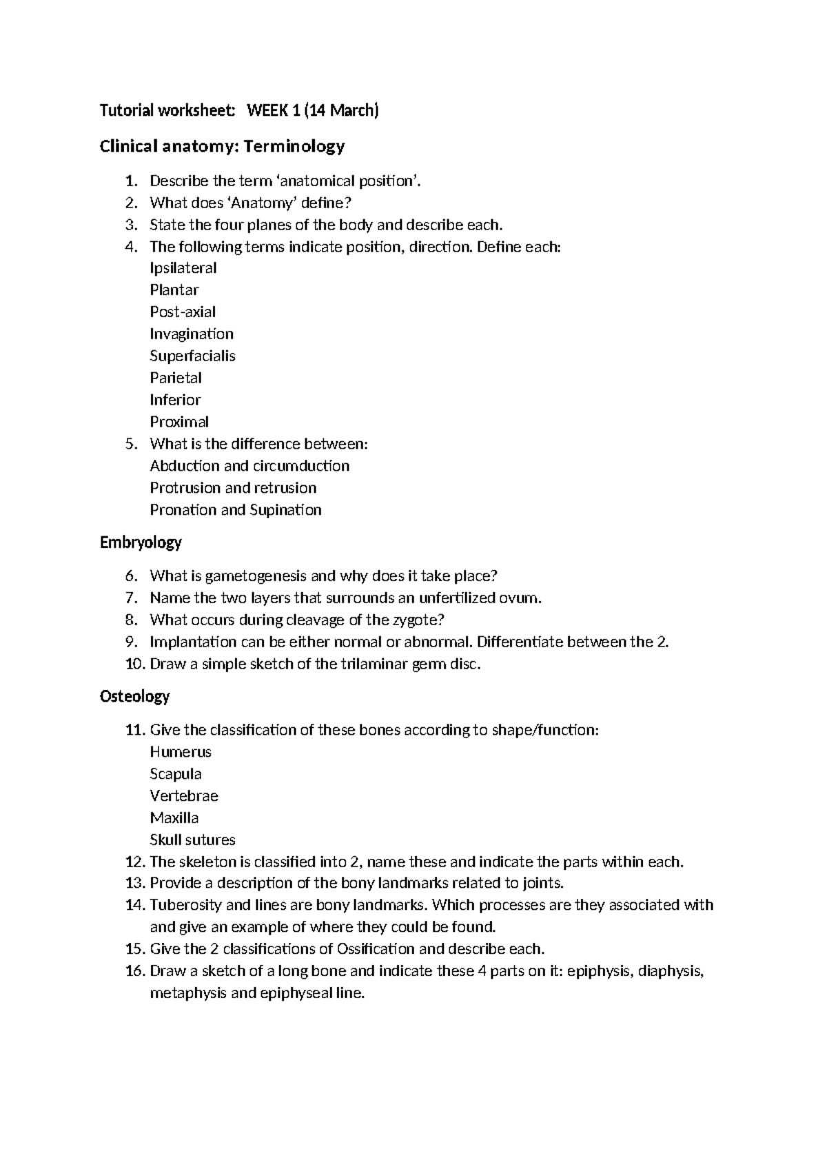 Tutorial worksheet 1 - TUT TEST - Tutorial worksheet: WEEK 1 (14 March ...