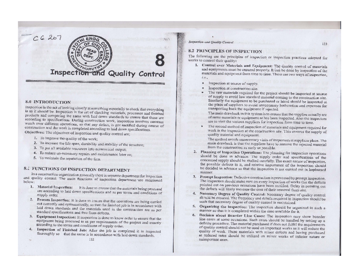 Inspection and Quality control - MGMT 3068 - Studocu